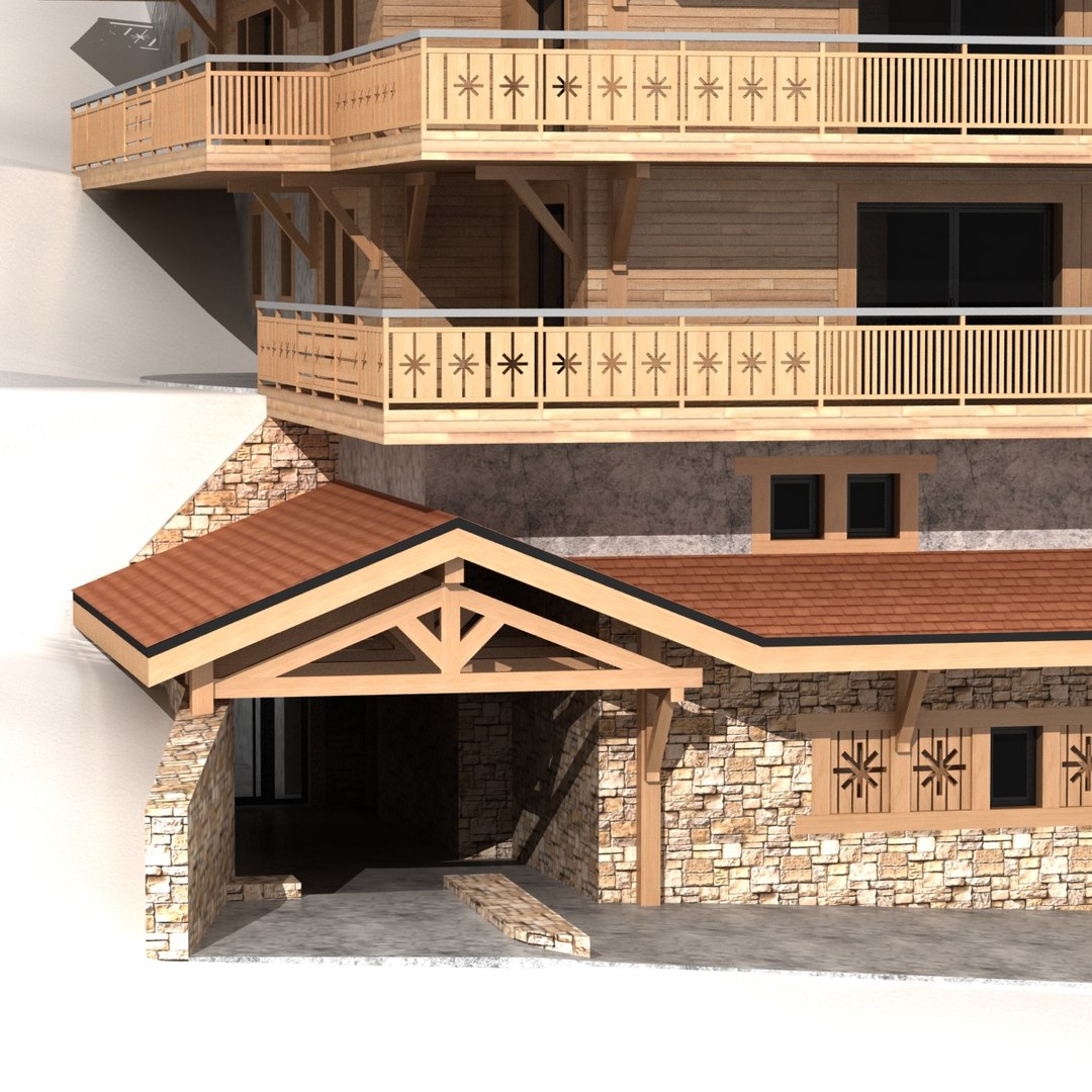 3D Model Chalet Classic Wooden Mountain - TurboSquid 1230522