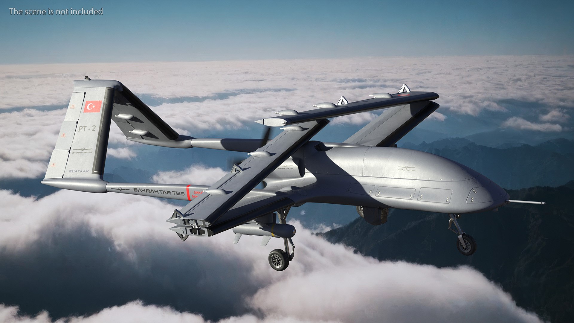 Bayraktar TB3 Drone With Wings Folded 3D - TurboSquid 2274225