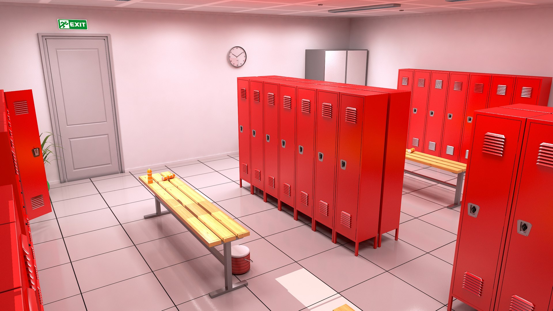 3D Model Locker Room 3 - Red - TurboSquid 1913754