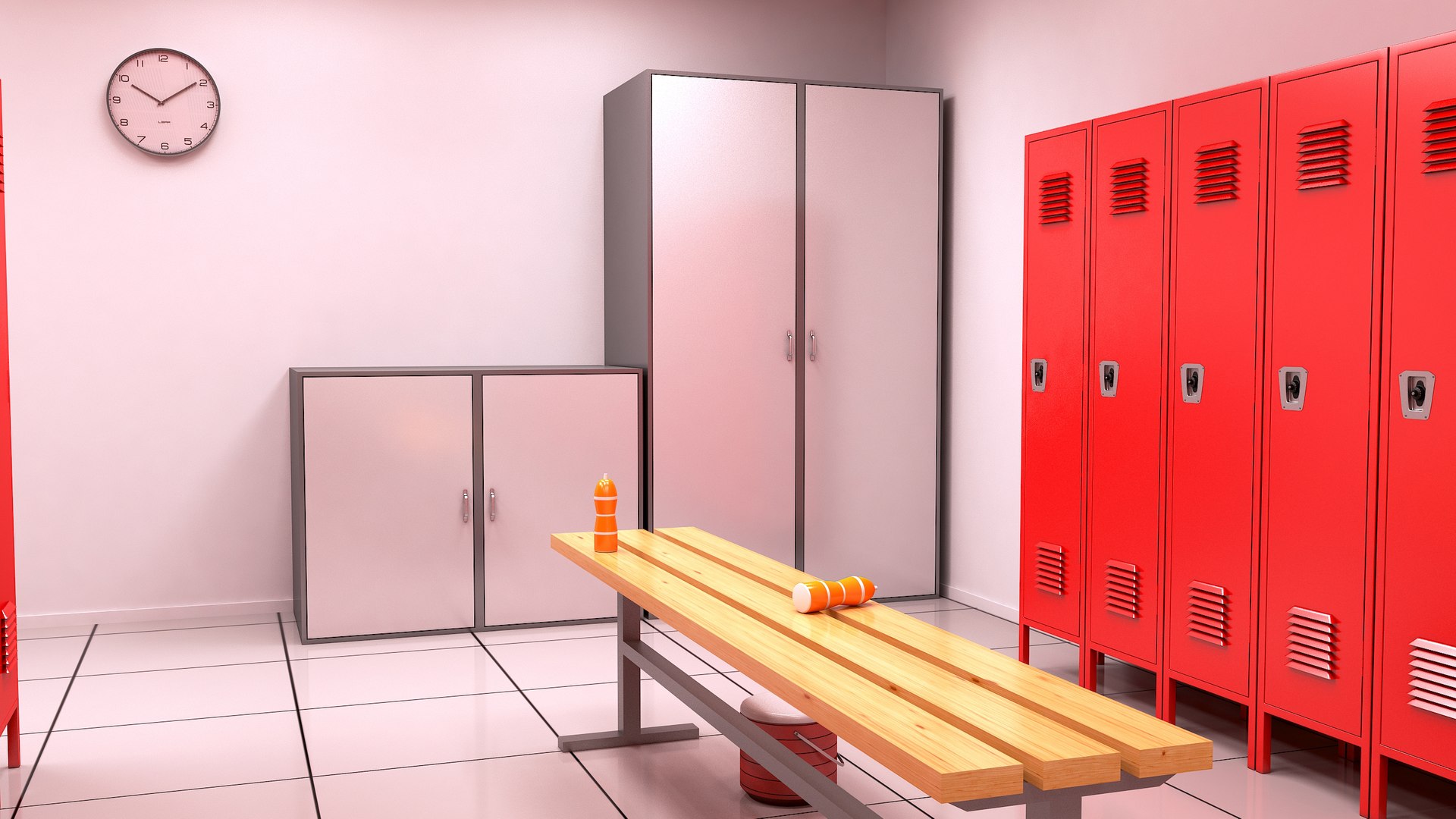 3D Model Locker Room 3 - Red - TurboSquid 1913754
