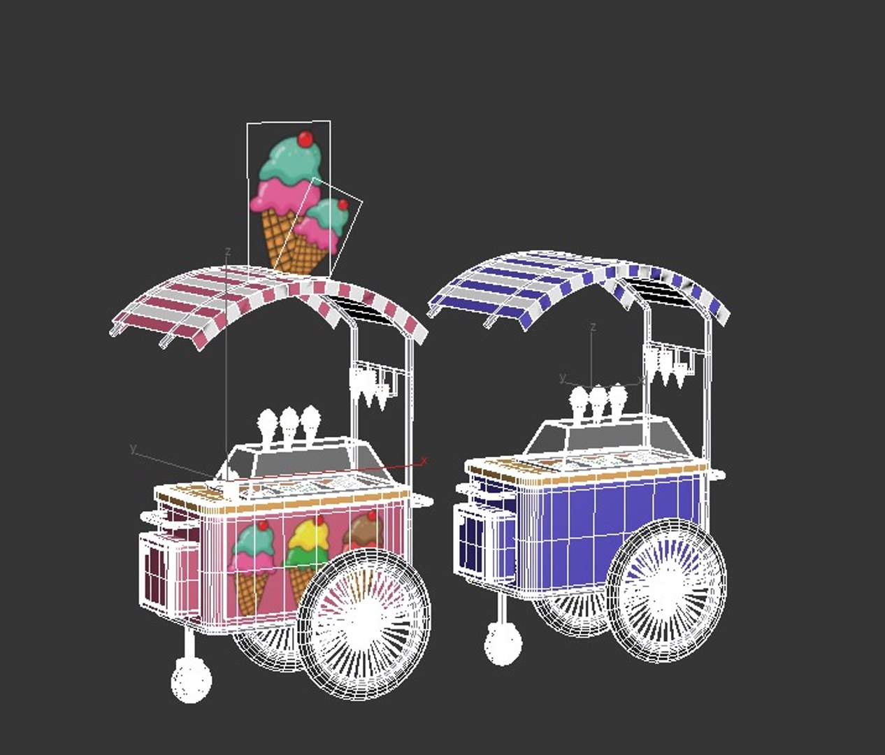 3D Ice Cream Cart Model - TurboSquid 1589446