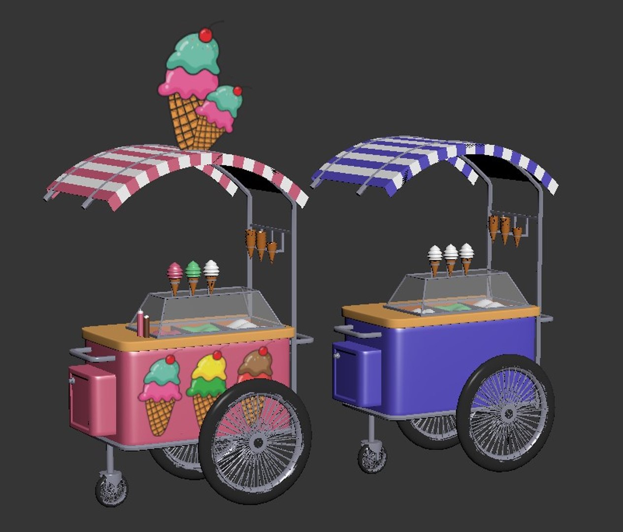 3D Ice Cream Cart Model - TurboSquid 1589446