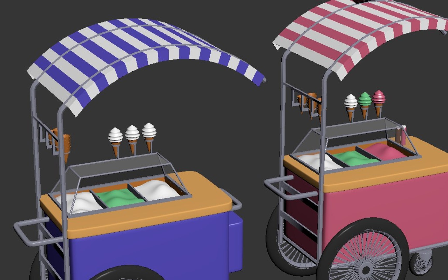 3D Ice Cream Cart Model - TurboSquid 1589446