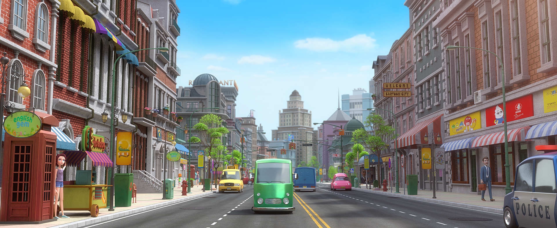 Cartoon city street scene 3D model - TurboSquid 1506431