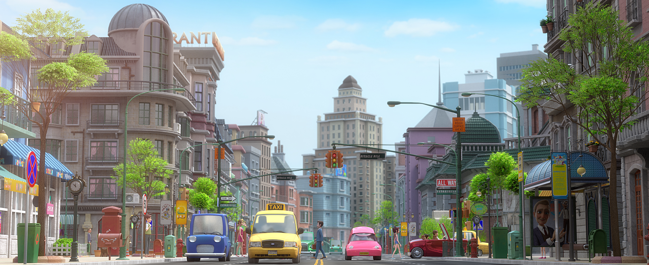 Cartoon city street scene 3D model - TurboSquid 1506431