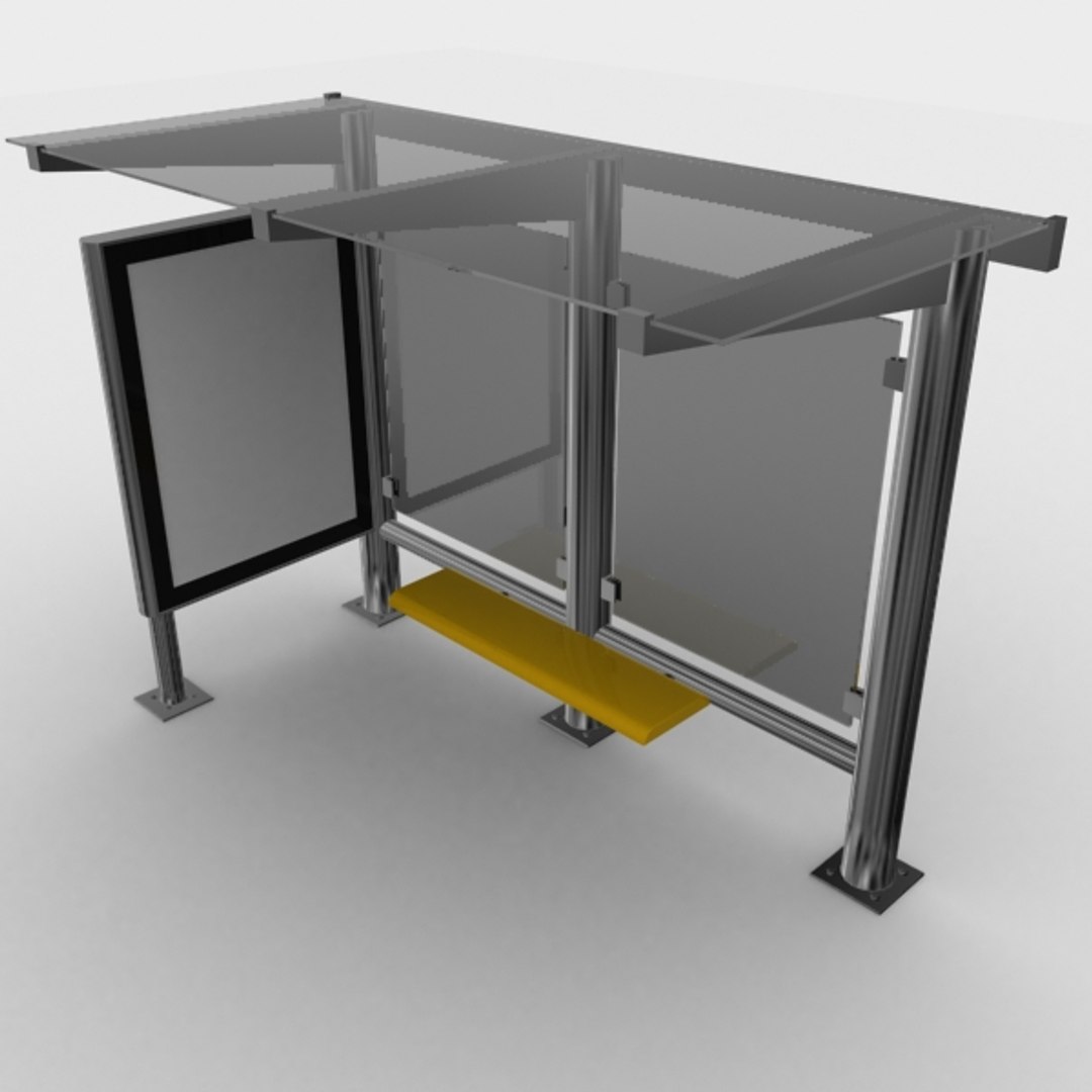 Realistic Bus Stop Model - TurboSquid 1655638