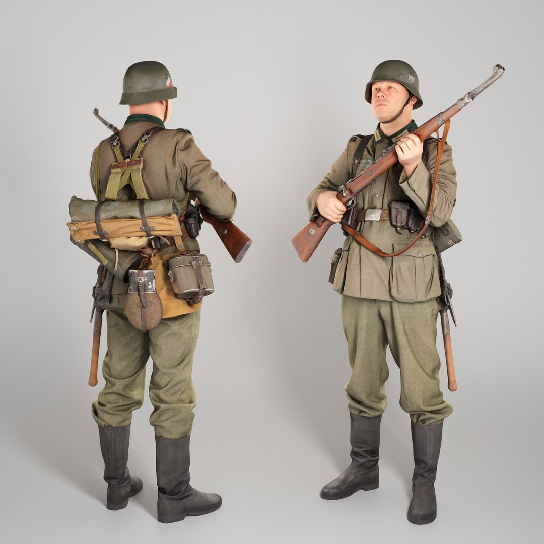 3D model Fully equipped German soldier with gun 344 - TurboSquid 1815655