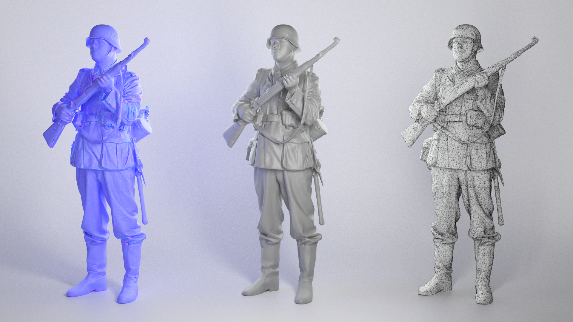 3D model Fully equipped German soldier with gun 344 - TurboSquid 1815655