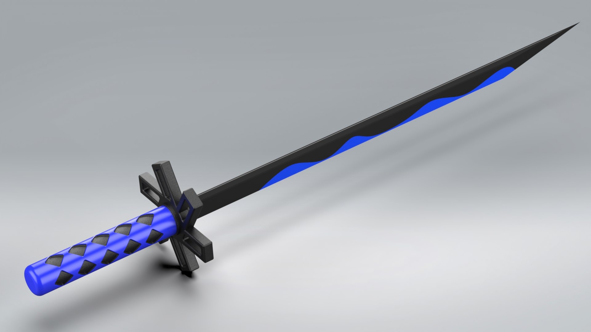 Blue Black Samurai Sword isolated on white background 3D model ...