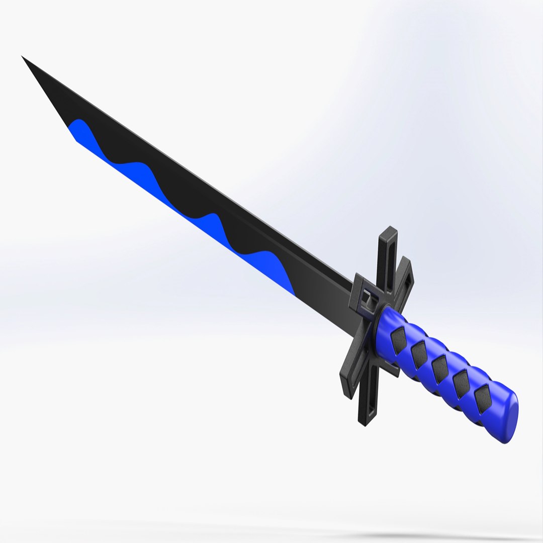 Blue Black Samurai Sword isolated on white background 3D model ...