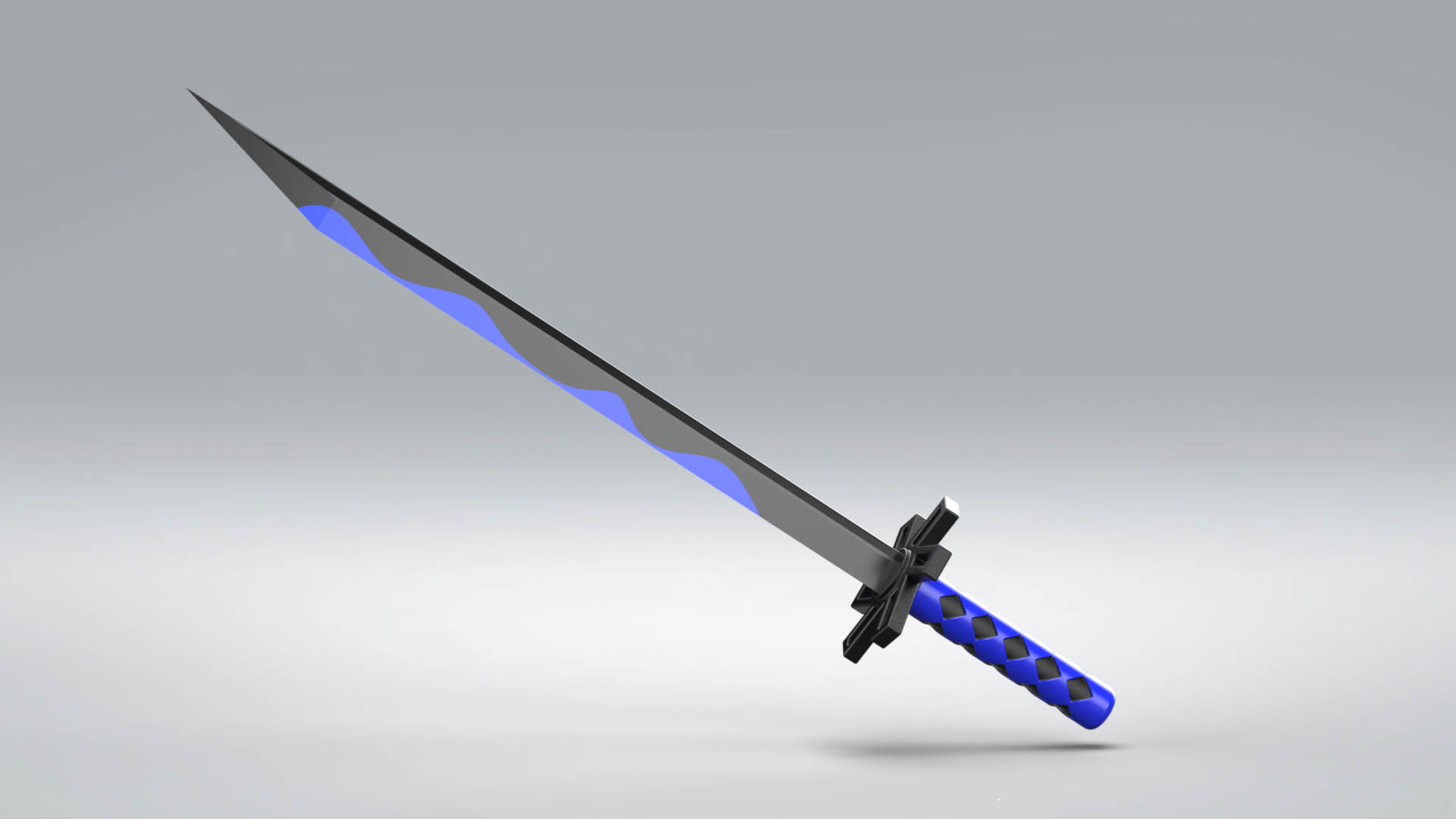 Blue Black Samurai Sword isolated on white background 3D model ...