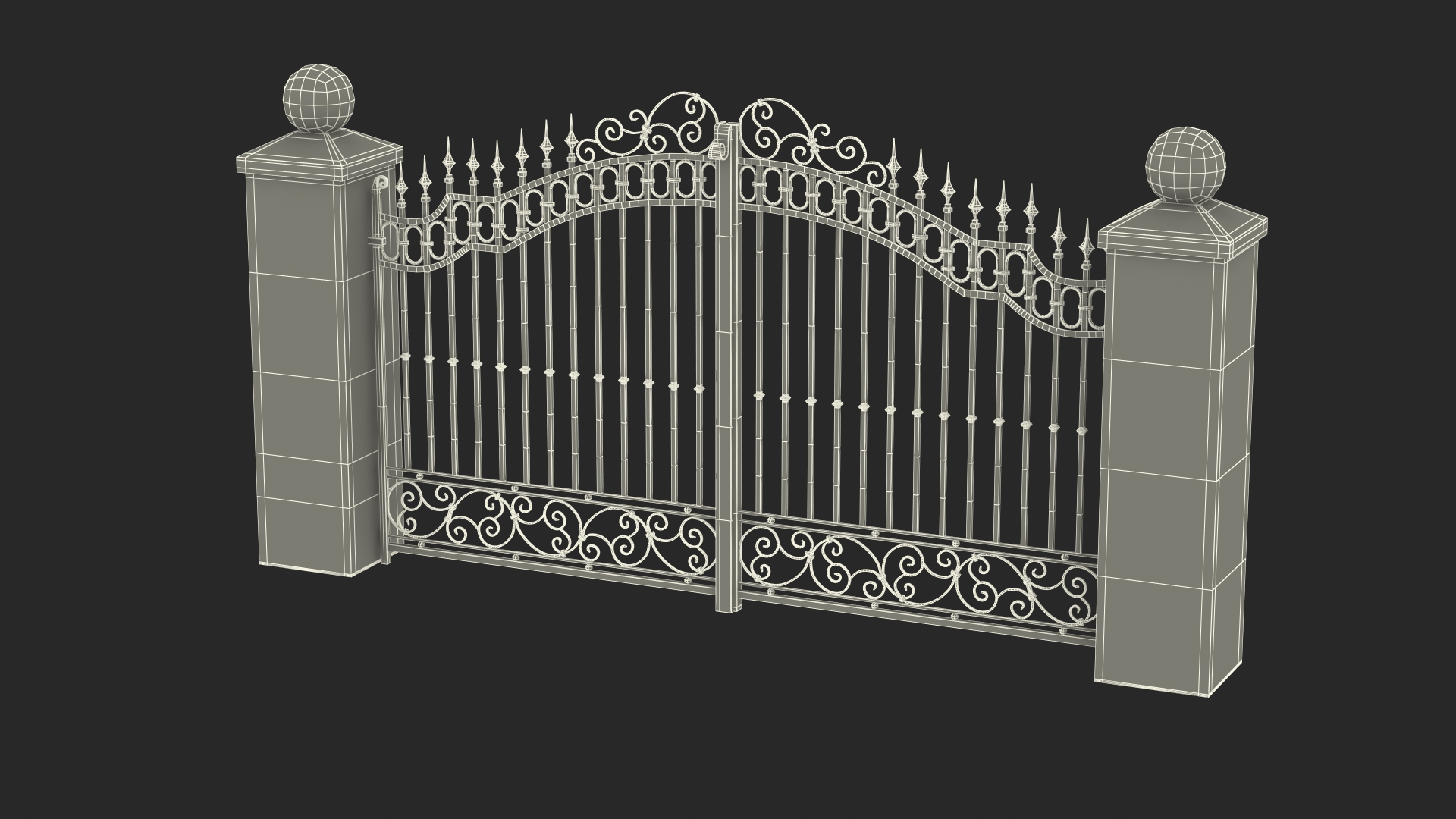 Ornate Iron Gate Model - TurboSquid 1870719