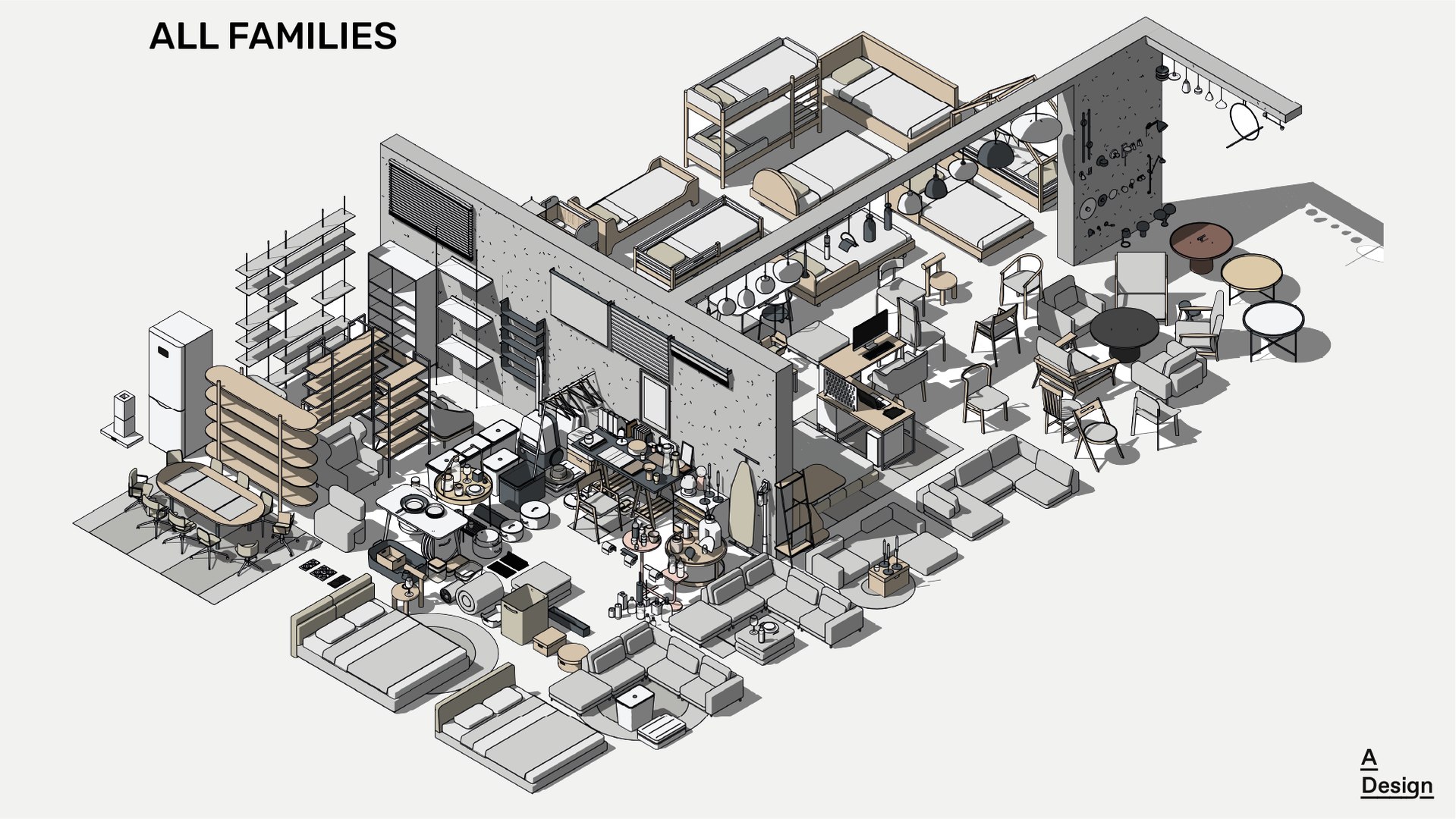 Set Of Luxury Furniture - Pack Of Revit Families 3D Model - TurboSquid ...