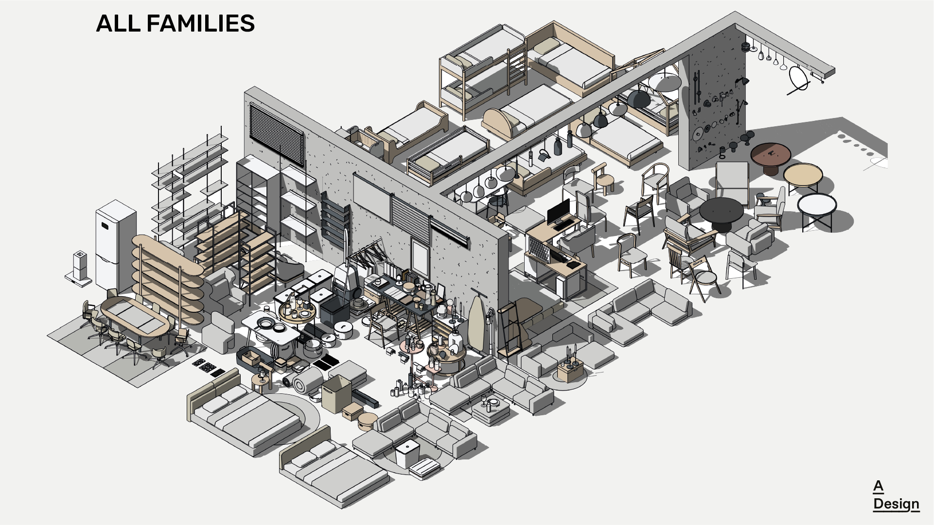 modelo 3d Conjunto de muebles de lujo - Pack de familias revit ...