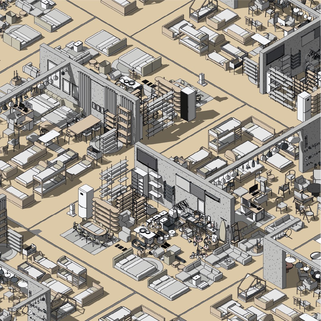 Set Of Luxury Furniture - Pack Of Revit Families 3D Model - TurboSquid ...