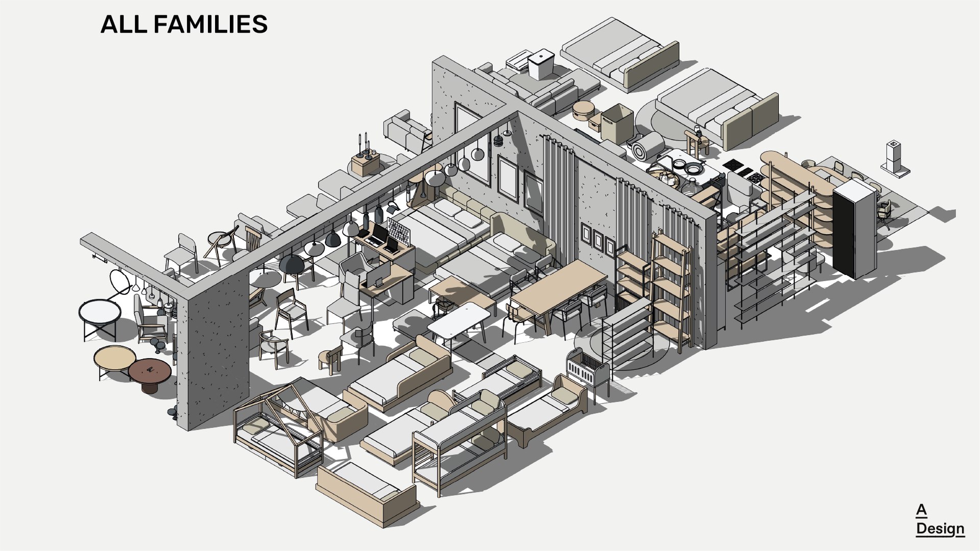 Set Of Luxury Furniture - Pack Of Revit Families 3D Model - TurboSquid ...