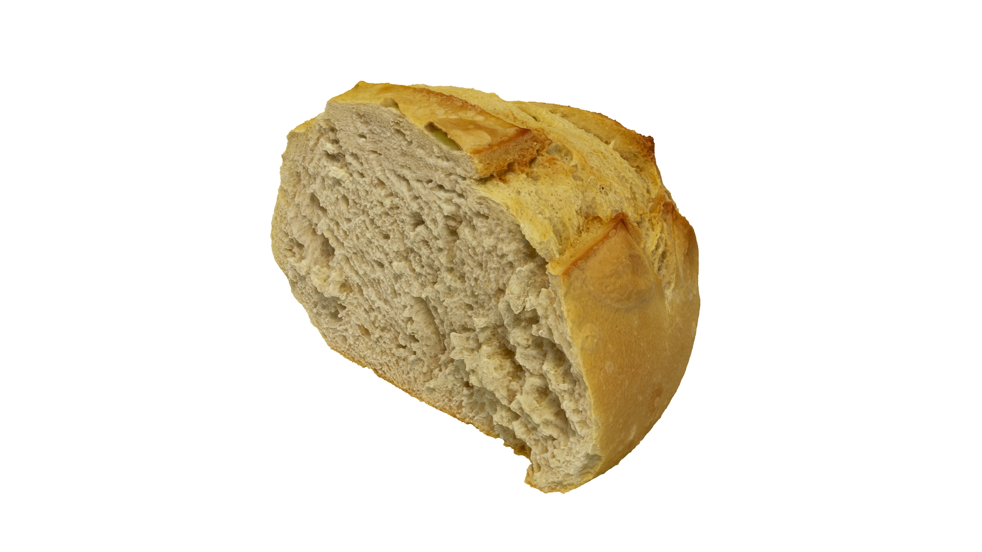 3D Half a Crusty Round Italian Bread - Extreme Definition 3D Scanned ...