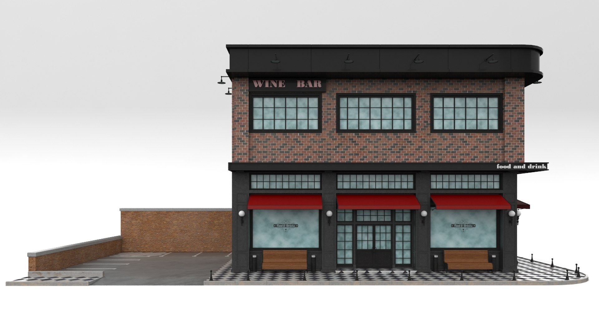 3D Bar Building - TurboSquid 1288492