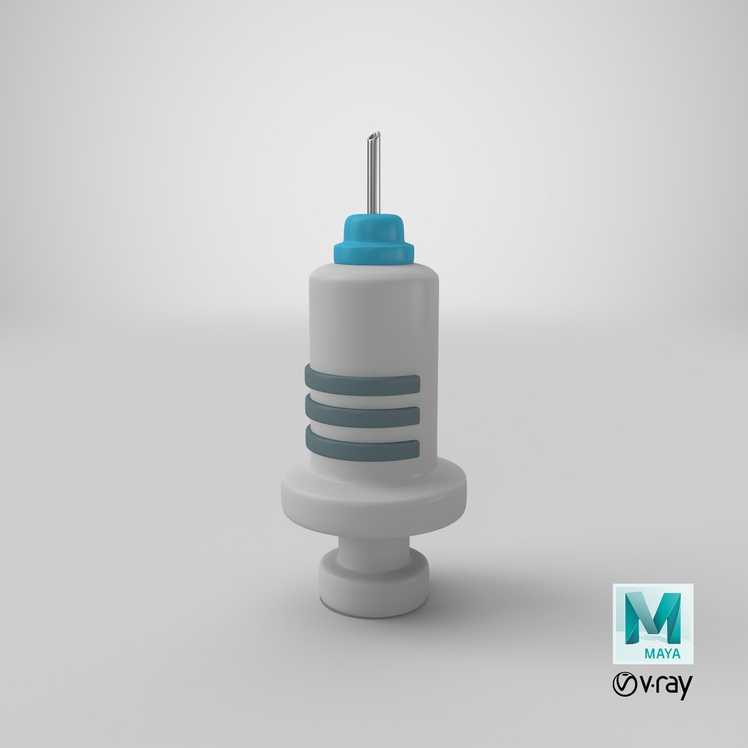 3D Medical Syringe Health Care Cartoon Style - TurboSquid 2101282