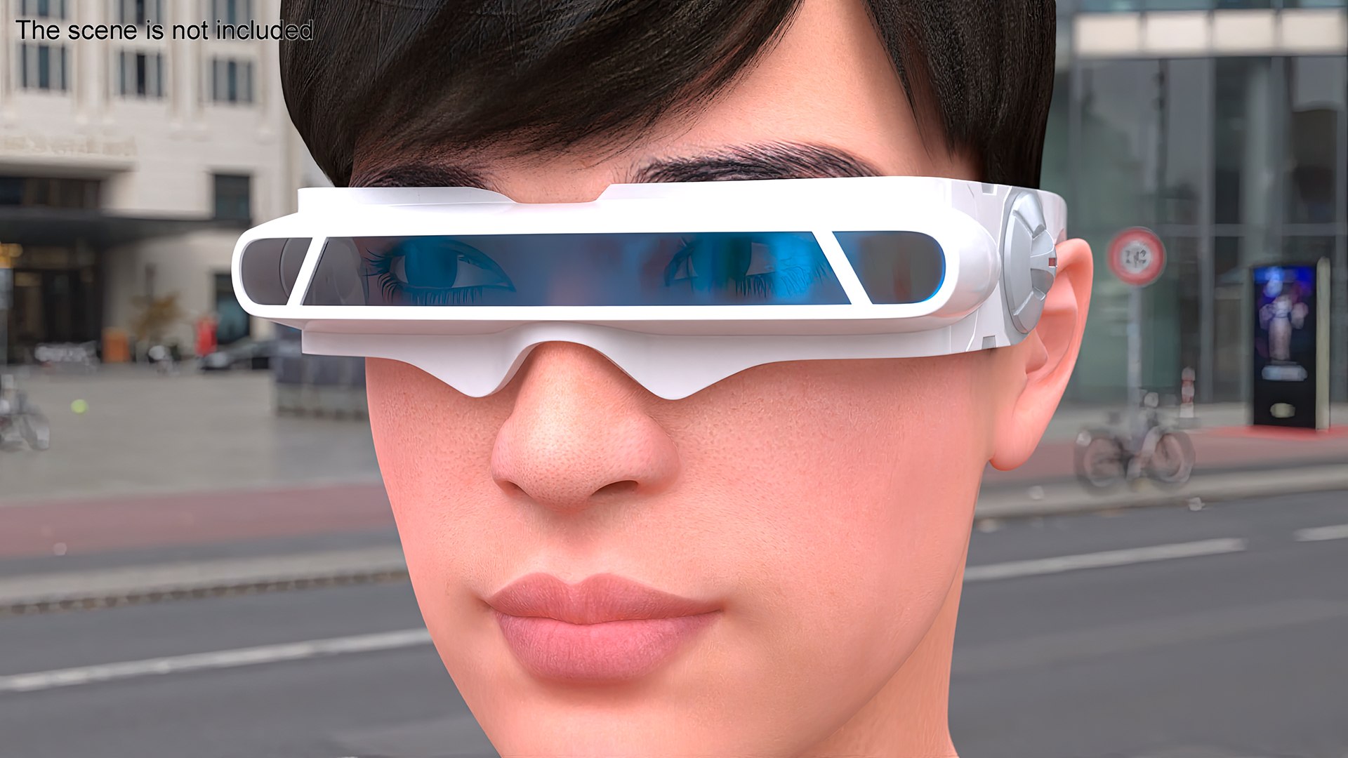 3D Futuristic Mono Lens Sunglasses White Model - TurboSquid 2239810