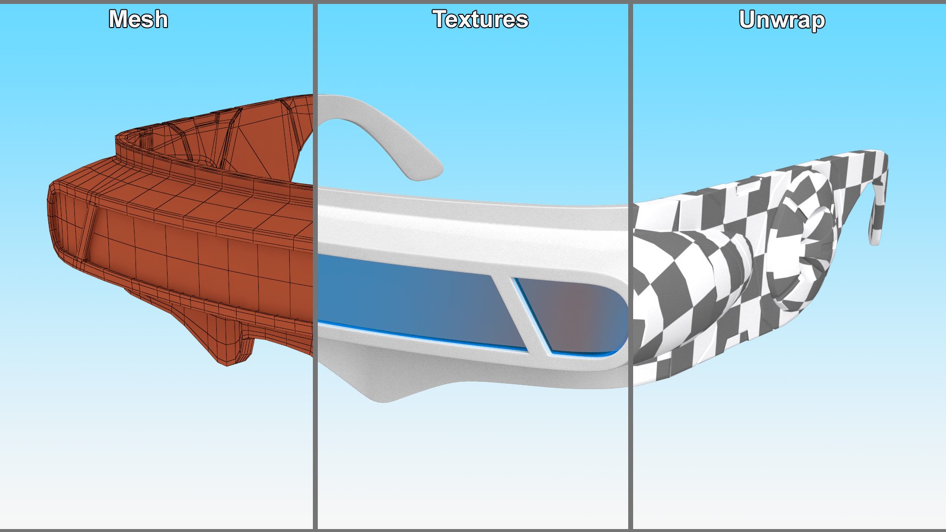 3D Futuristic Mono Lens Sunglasses White Model - TurboSquid 2239810