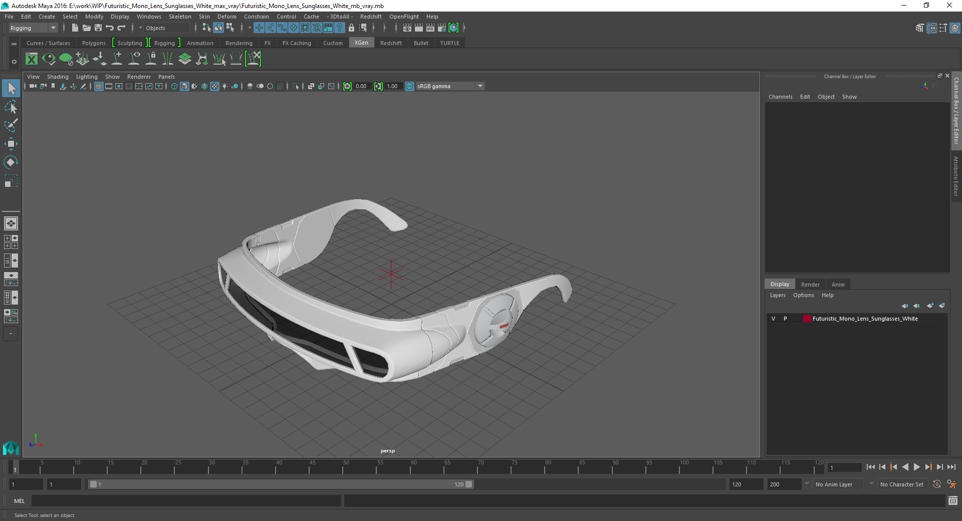 3D Futuristic Mono Lens Sunglasses White Model - TurboSquid 2239810