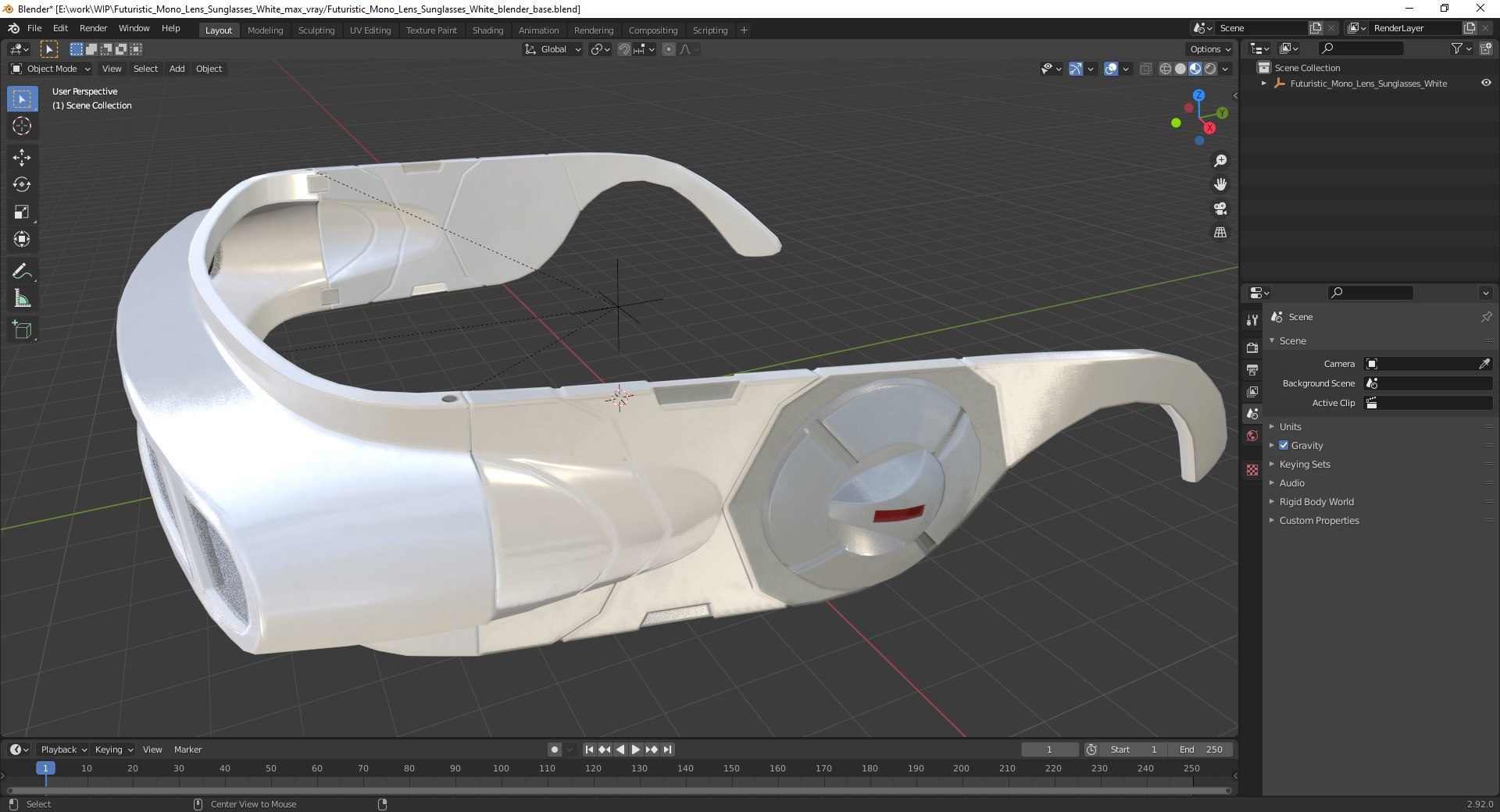 3D Futuristic Mono Lens Sunglasses White Model - TurboSquid 2239810