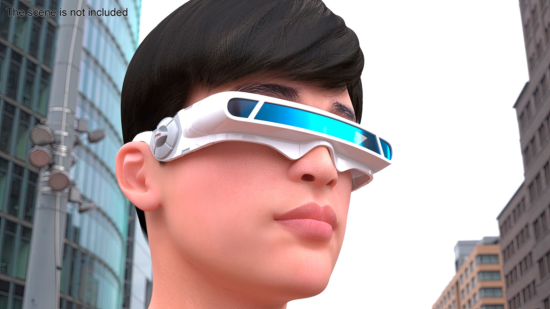 3D Futuristic Mono Lens Sunglasses White Model - TurboSquid 2239810