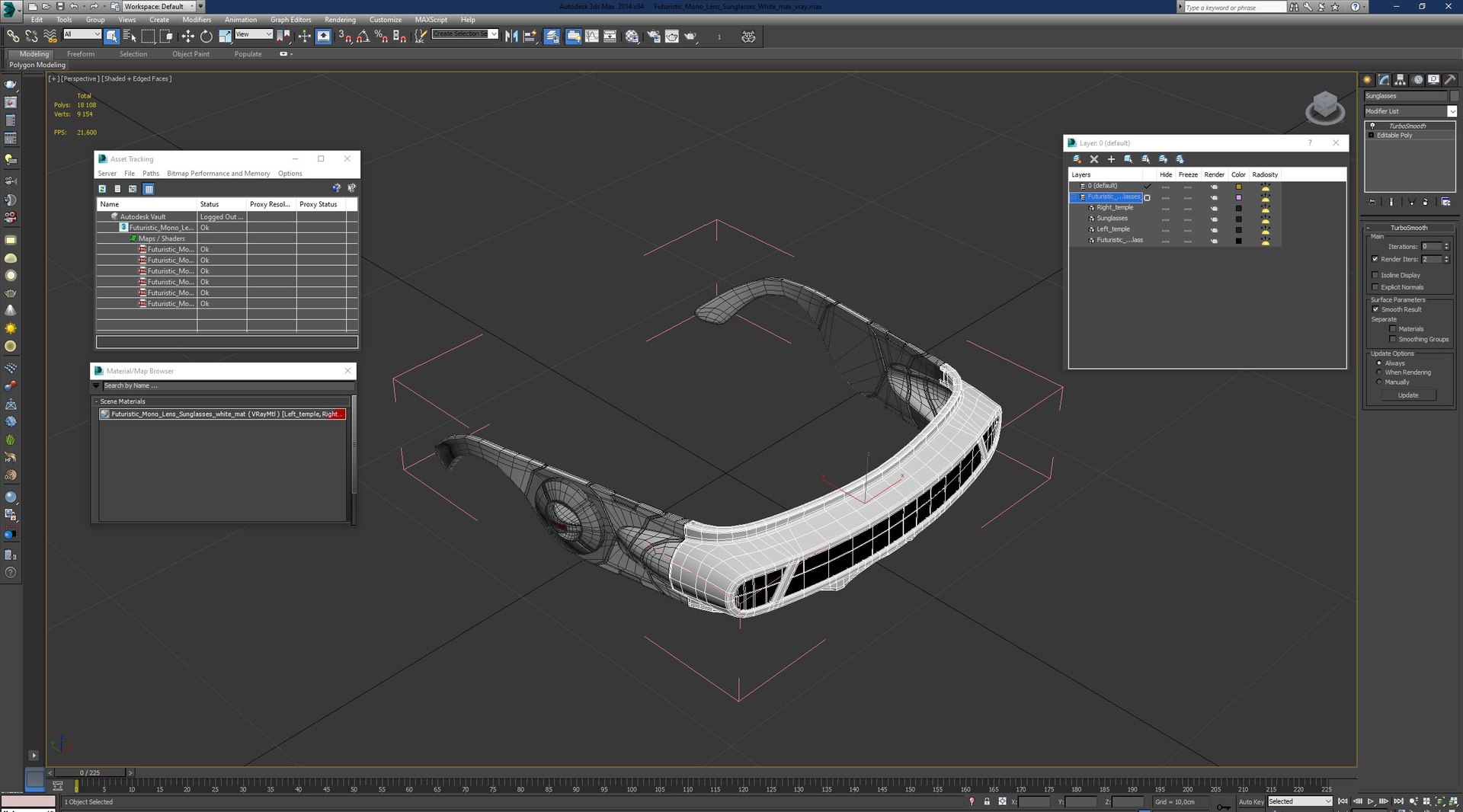 3D Futuristic Mono Lens Sunglasses White Model - TurboSquid 2239810