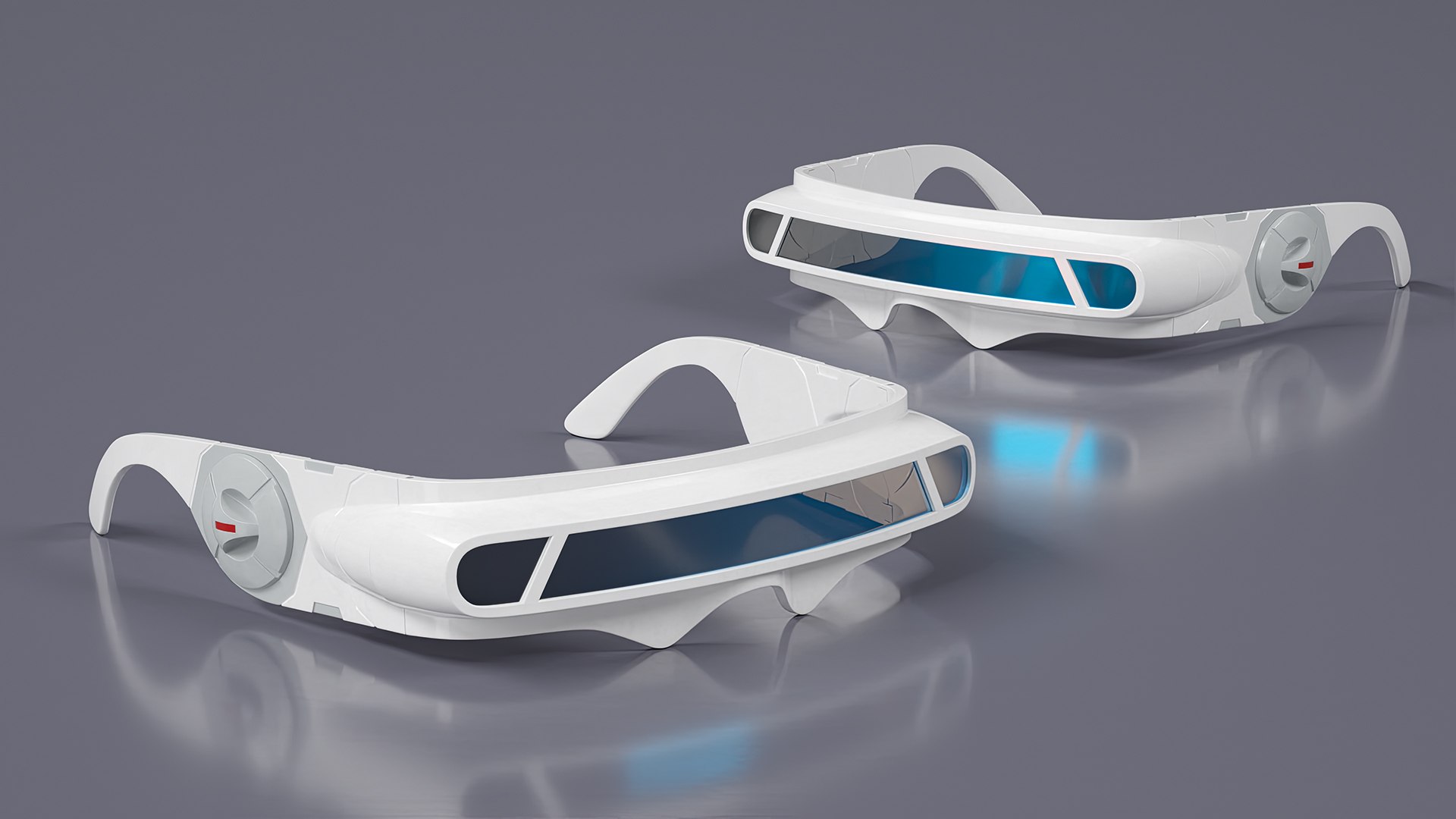 3D Futuristic Mono Lens Sunglasses White Model - TurboSquid 2239810