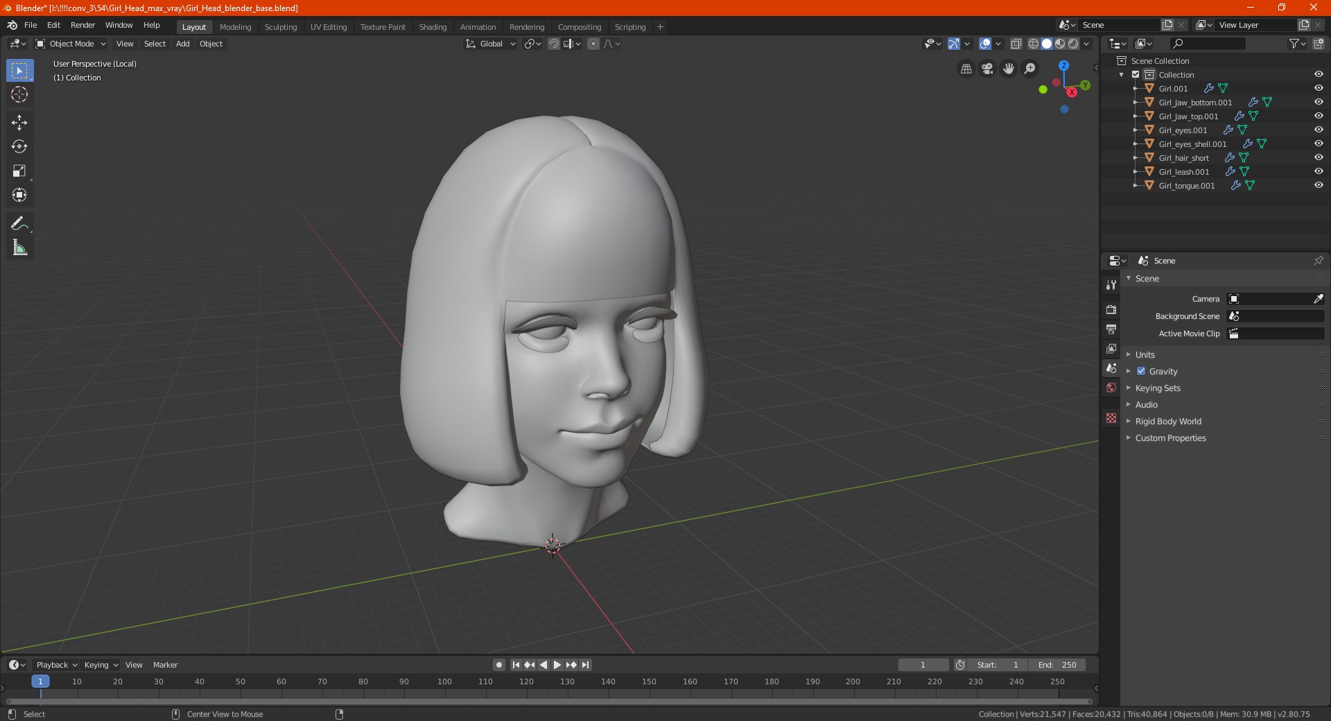 Girl Head 3D Model - TurboSquid 1752647