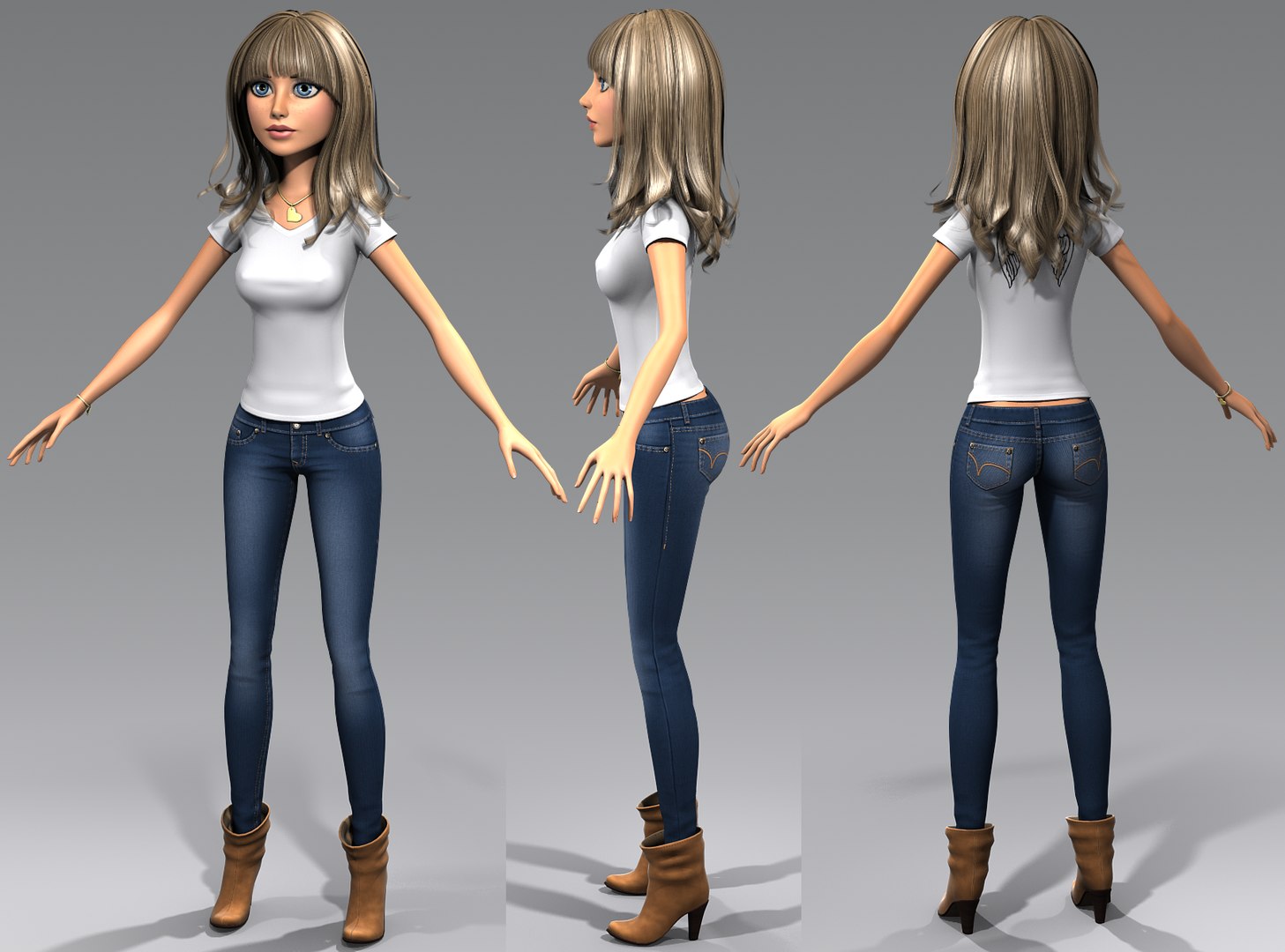 Cartoon Woman - 3d Max