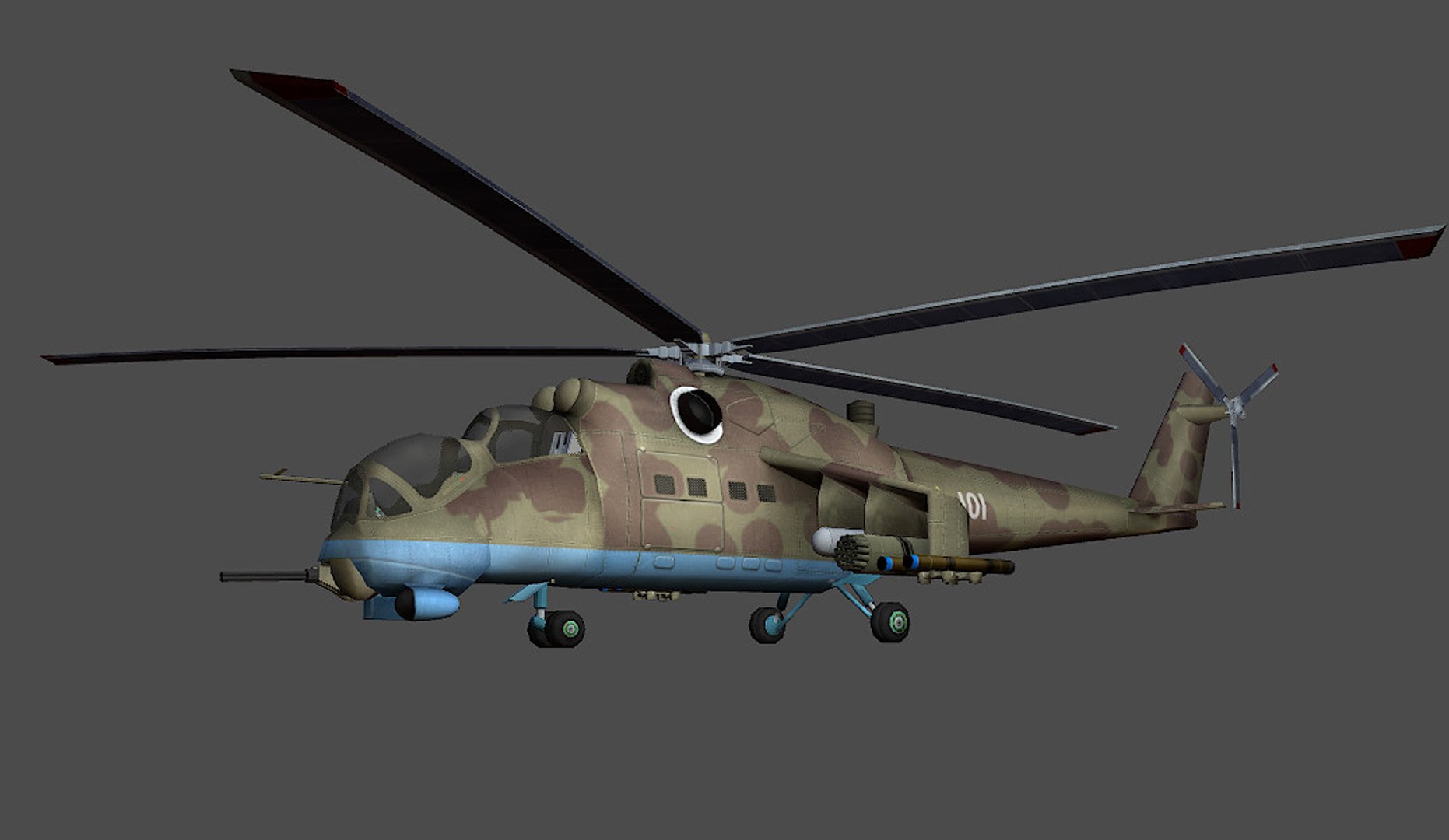 Free Mi-24 Helicopter 3d Model