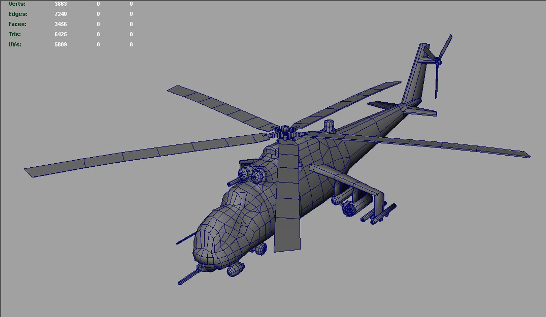 Free Mi-24 Helicopter 3d Model