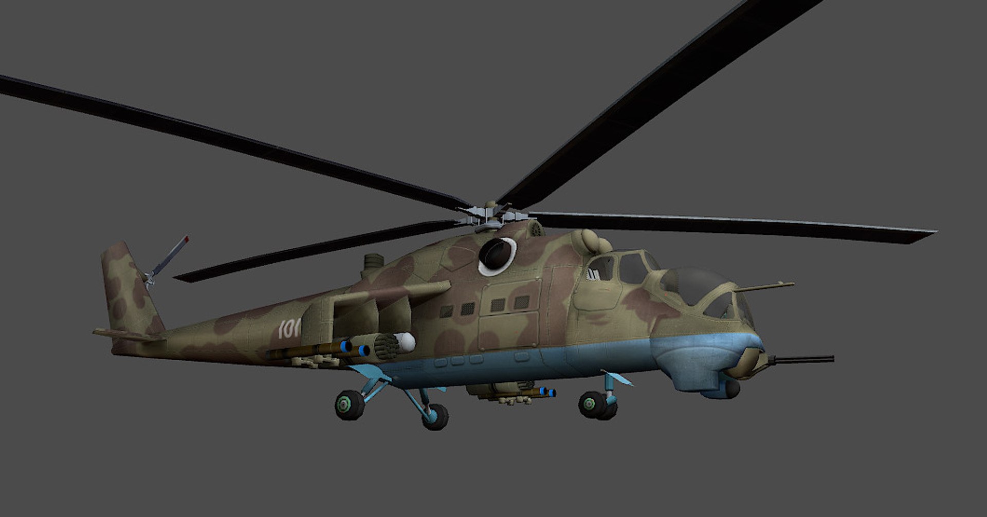 Free Mi-24 Helicopter 3d Model