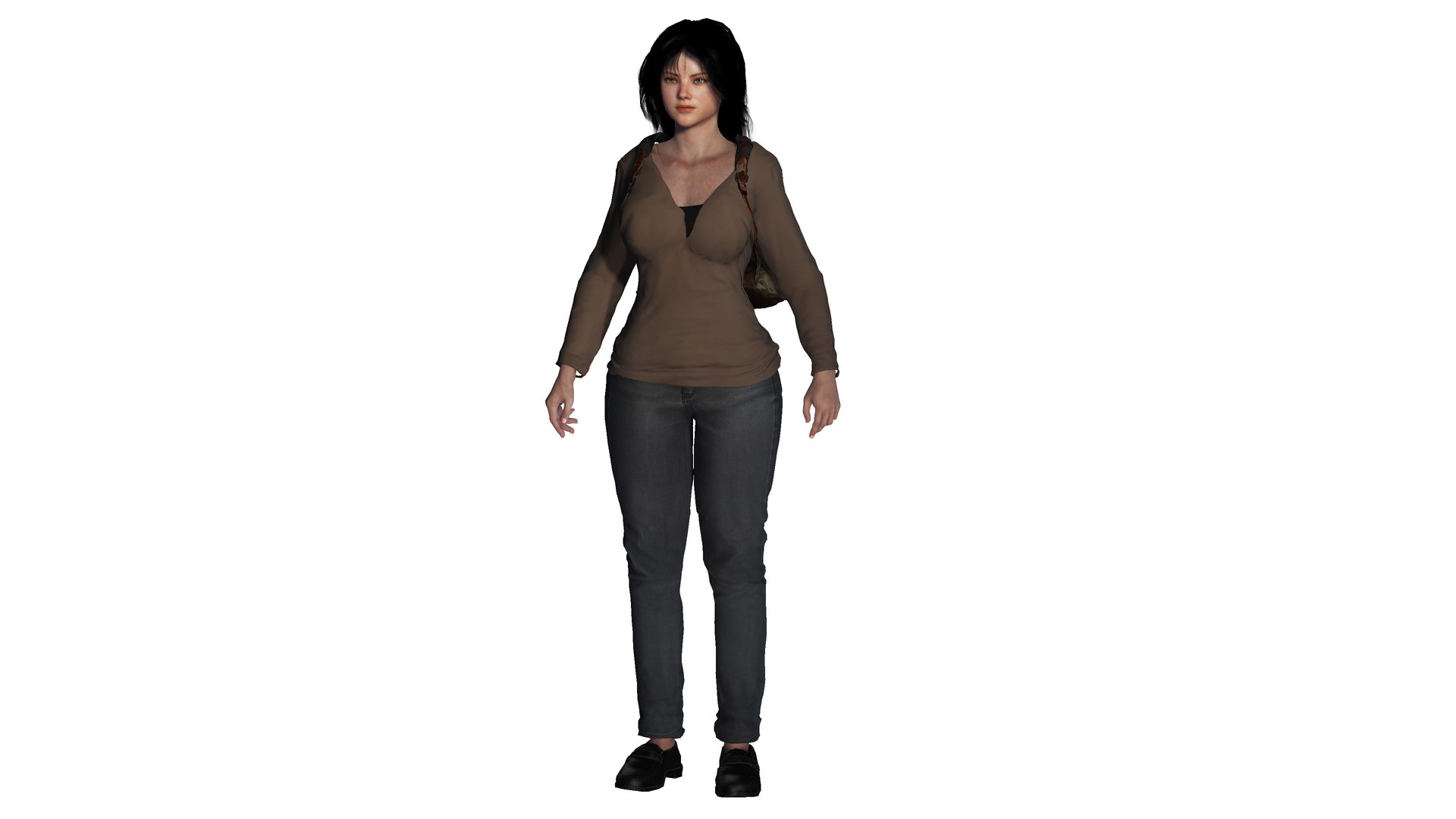 3D REALISTIC HUMAN RIGGED CHARACTER -BACKPACK GIRL-CASUAL OUTFIT model ...