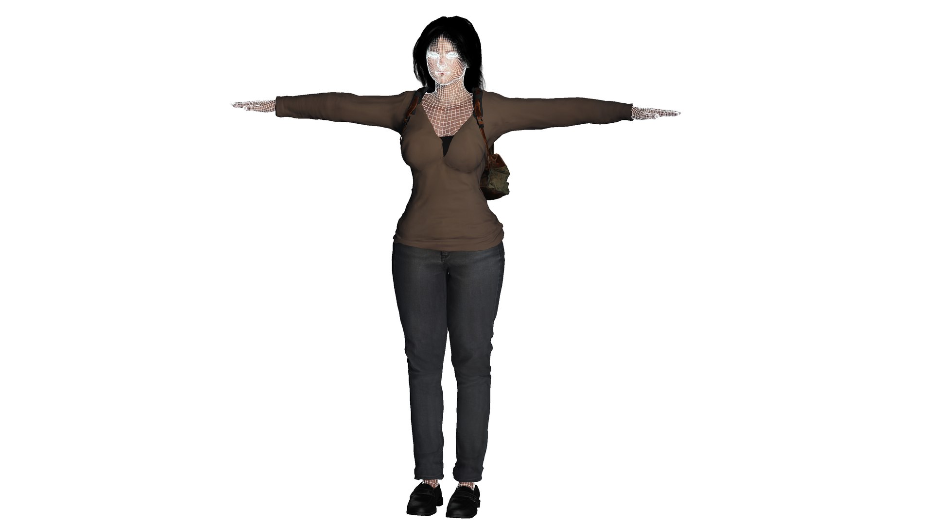 3D REALISTIC HUMAN RIGGED CHARACTER -BACKPACK GIRL-CASUAL OUTFIT model ...