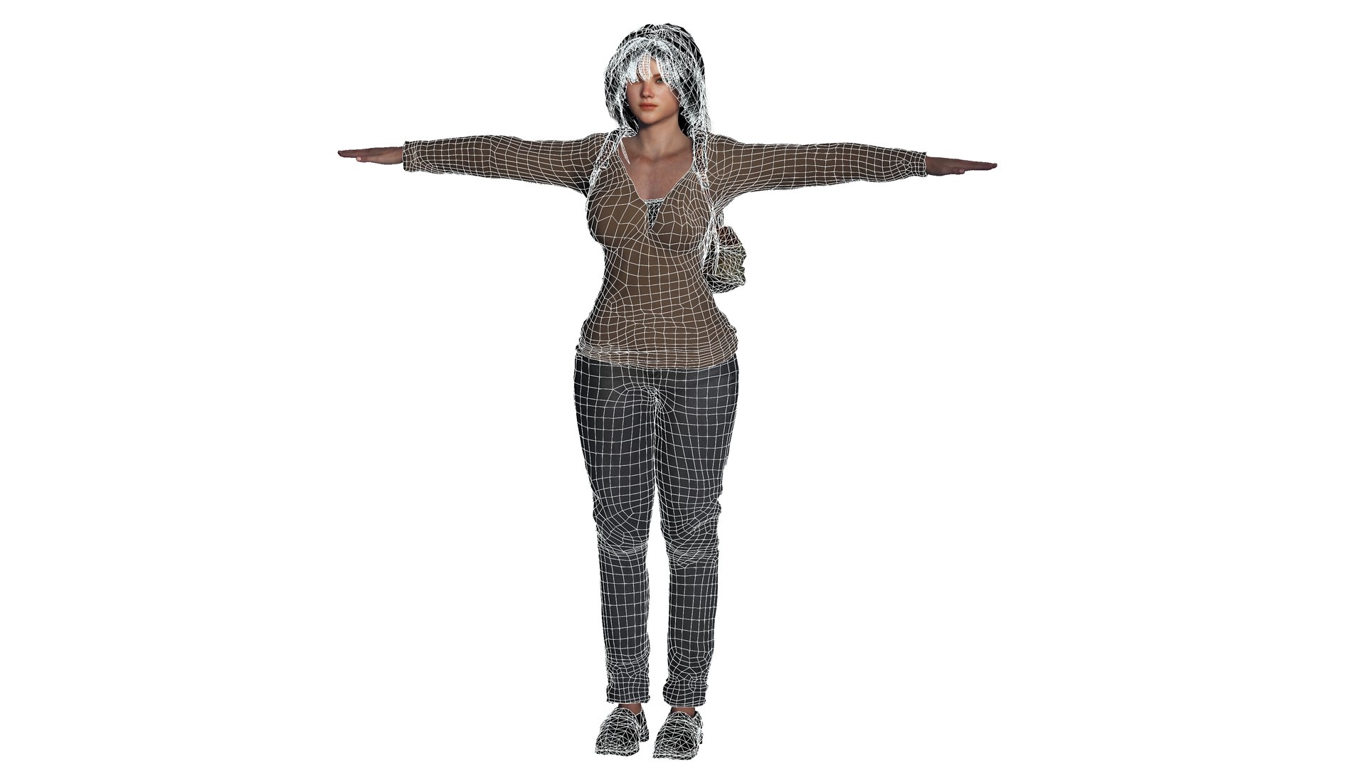 3D REALISTIC HUMAN RIGGED CHARACTER -BACKPACK GIRL-CASUAL OUTFIT model ...