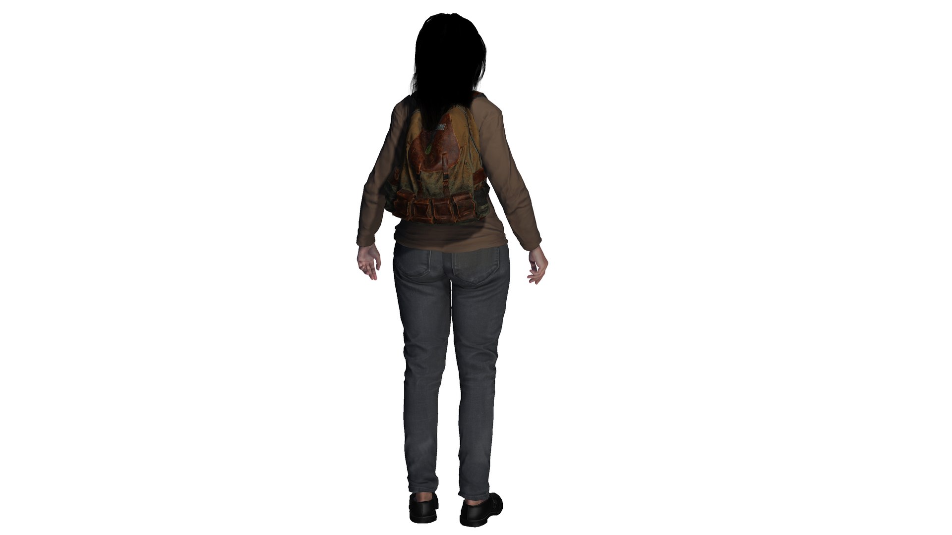 3D REALISTIC HUMAN RIGGED CHARACTER -BACKPACK GIRL-CASUAL OUTFIT model ...