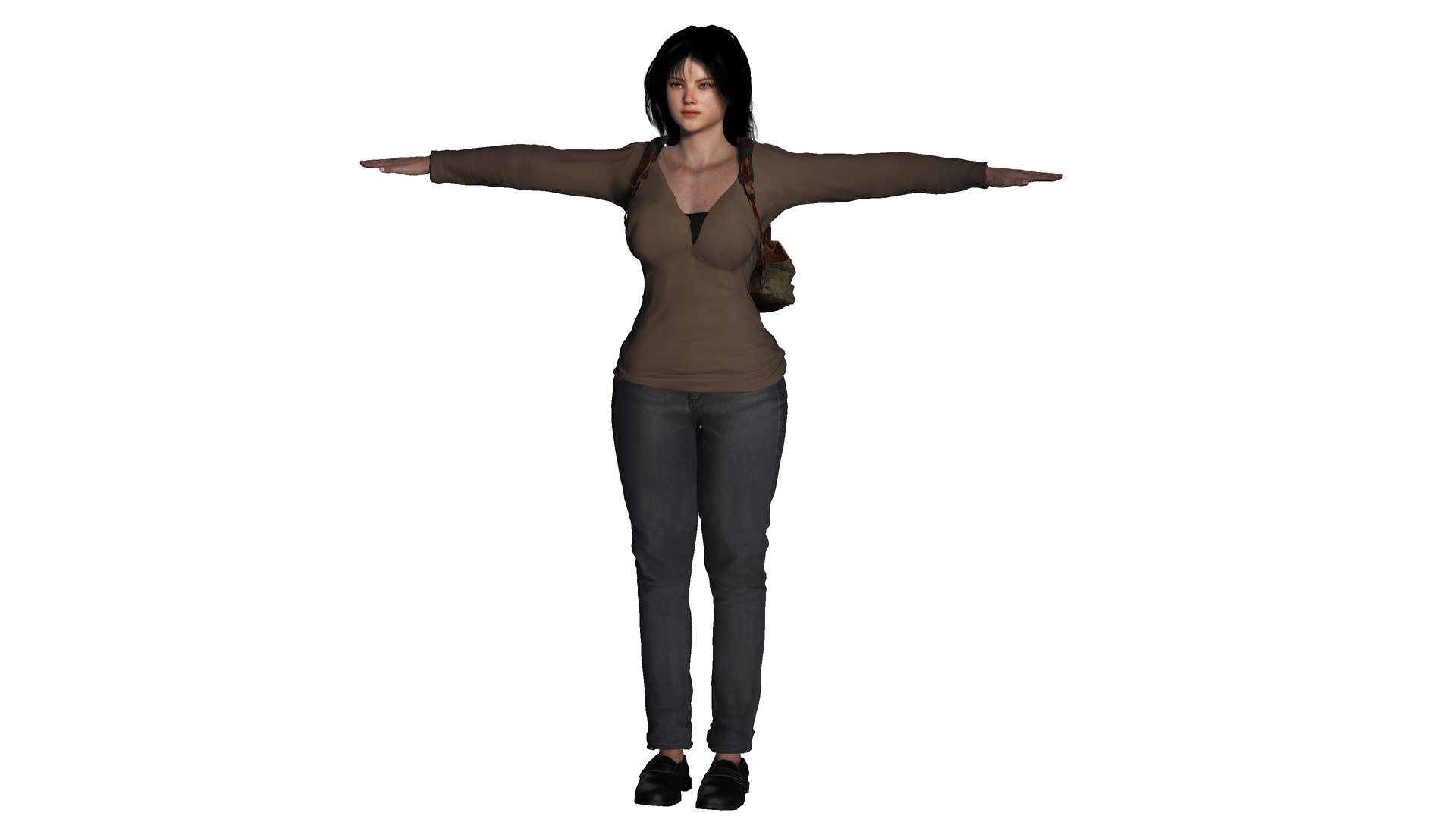 3D REALISTIC HUMAN RIGGED CHARACTER -BACKPACK GIRL-CASUAL OUTFIT model ...