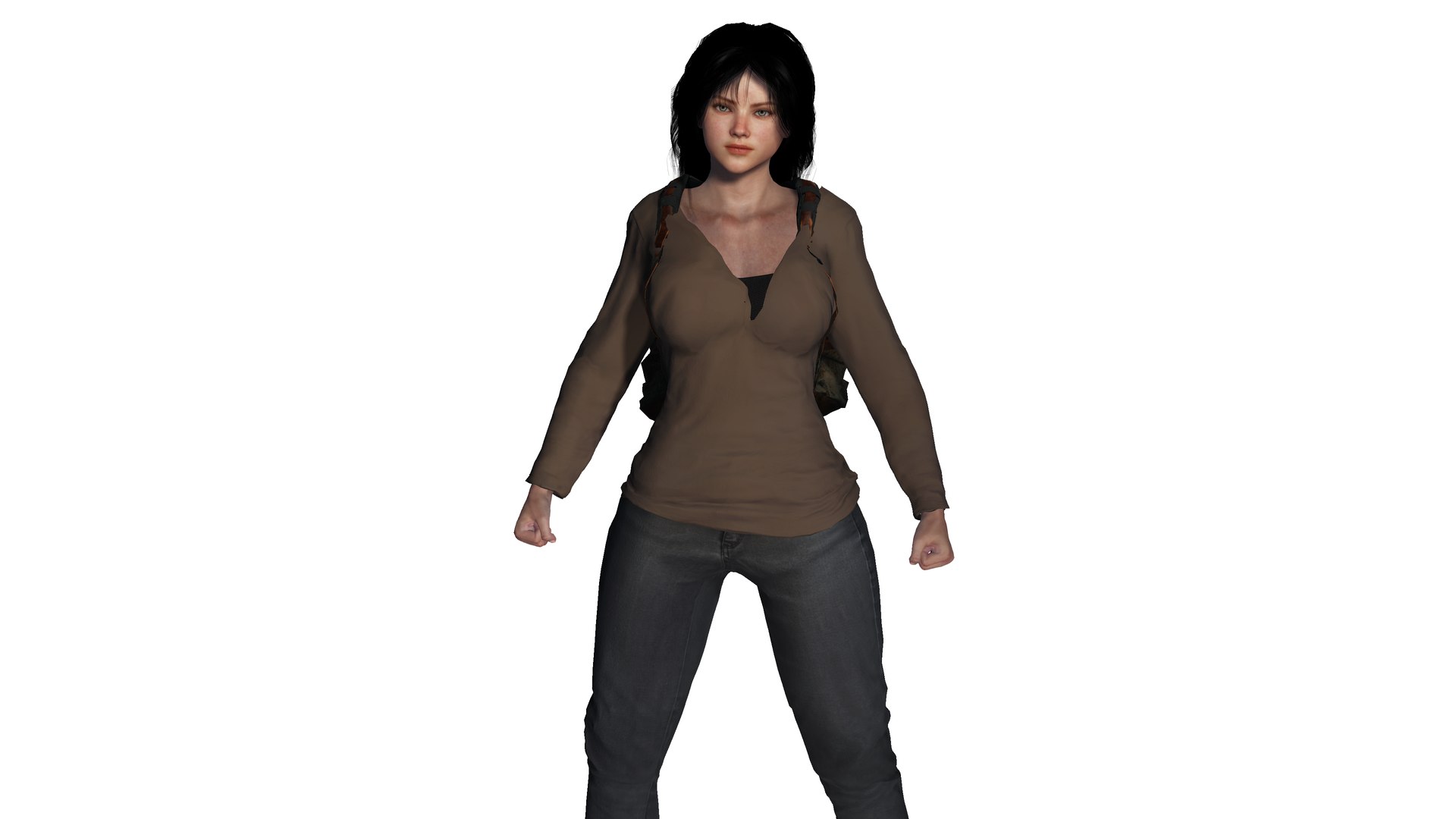 3D REALISTIC HUMAN RIGGED CHARACTER -BACKPACK GIRL-CASUAL OUTFIT model ...