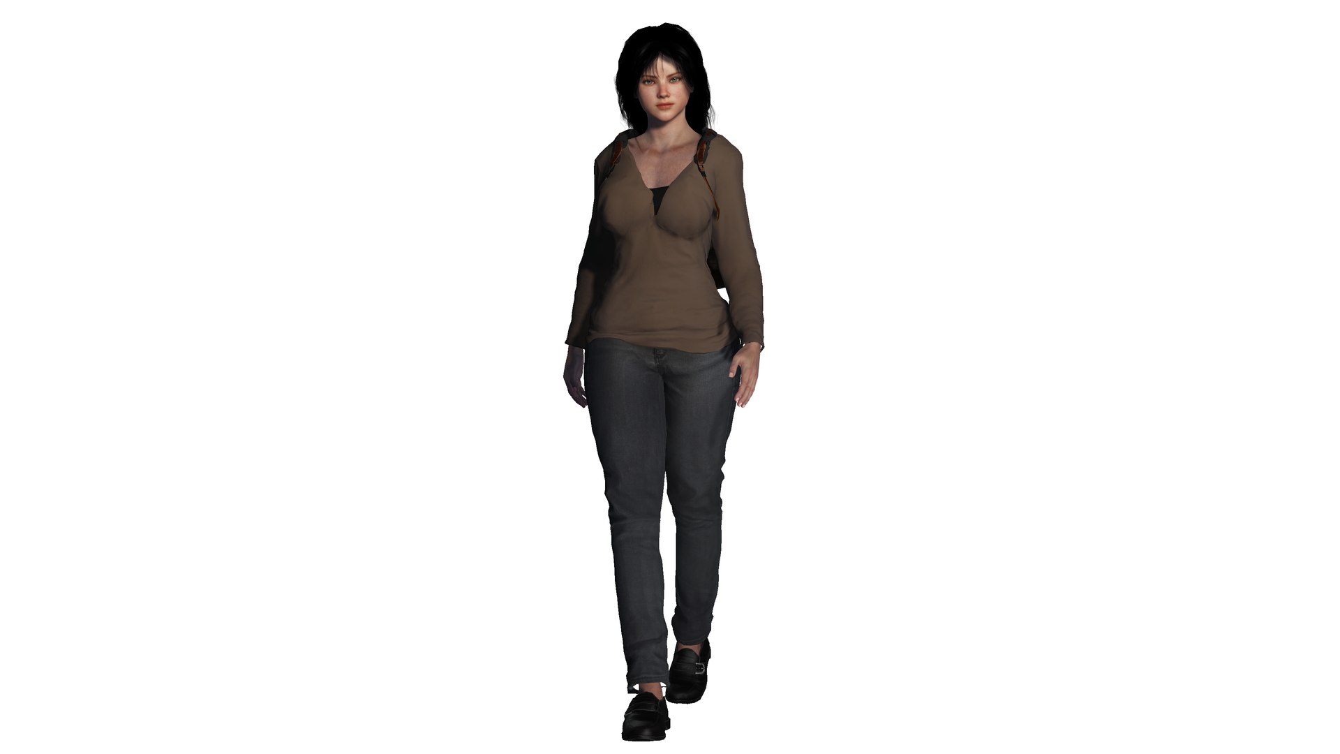 3D REALISTIC HUMAN RIGGED CHARACTER -BACKPACK GIRL-CASUAL OUTFIT model ...