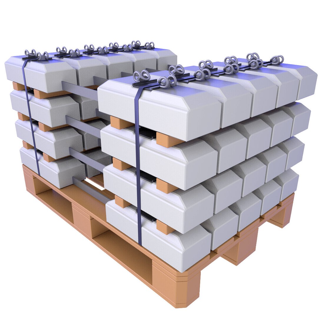 3D Model Tram Track Concrete Sleeper Pallet 20 - TurboSquid 2096405