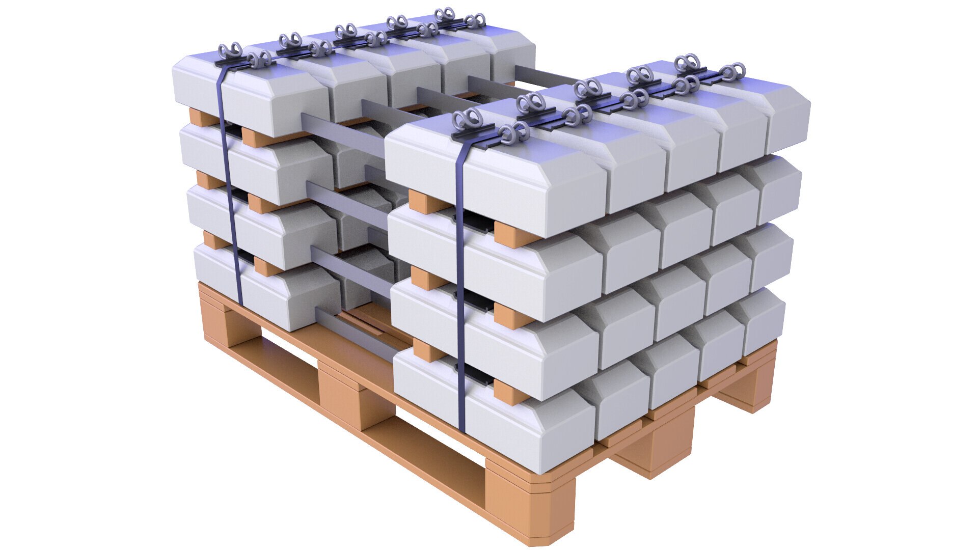 3D Model Tram Track Concrete Sleeper Pallet 20 - TurboSquid 2096405