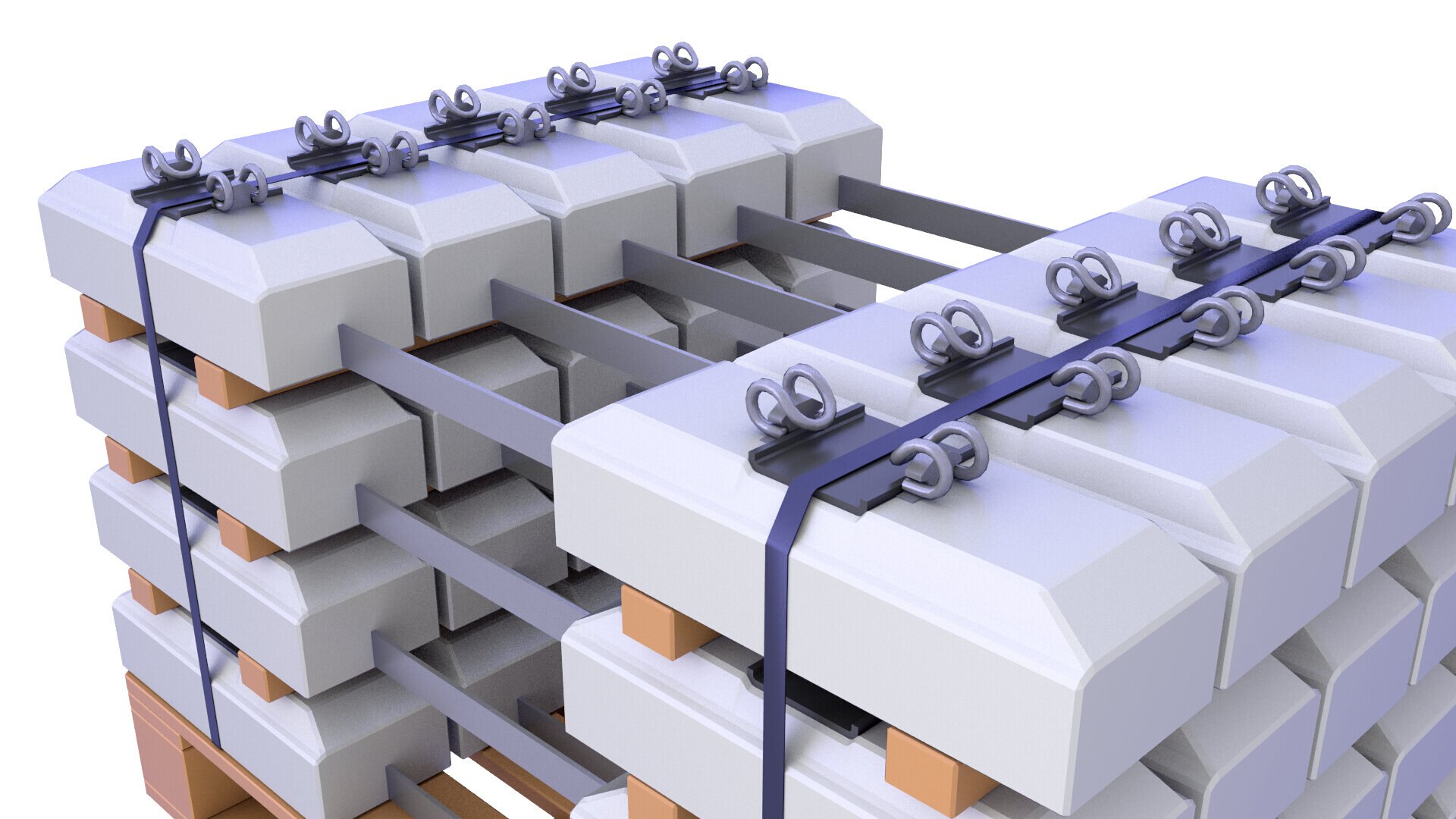 3D Model Tram Track Concrete Sleeper Pallet 20 - TurboSquid 2096405