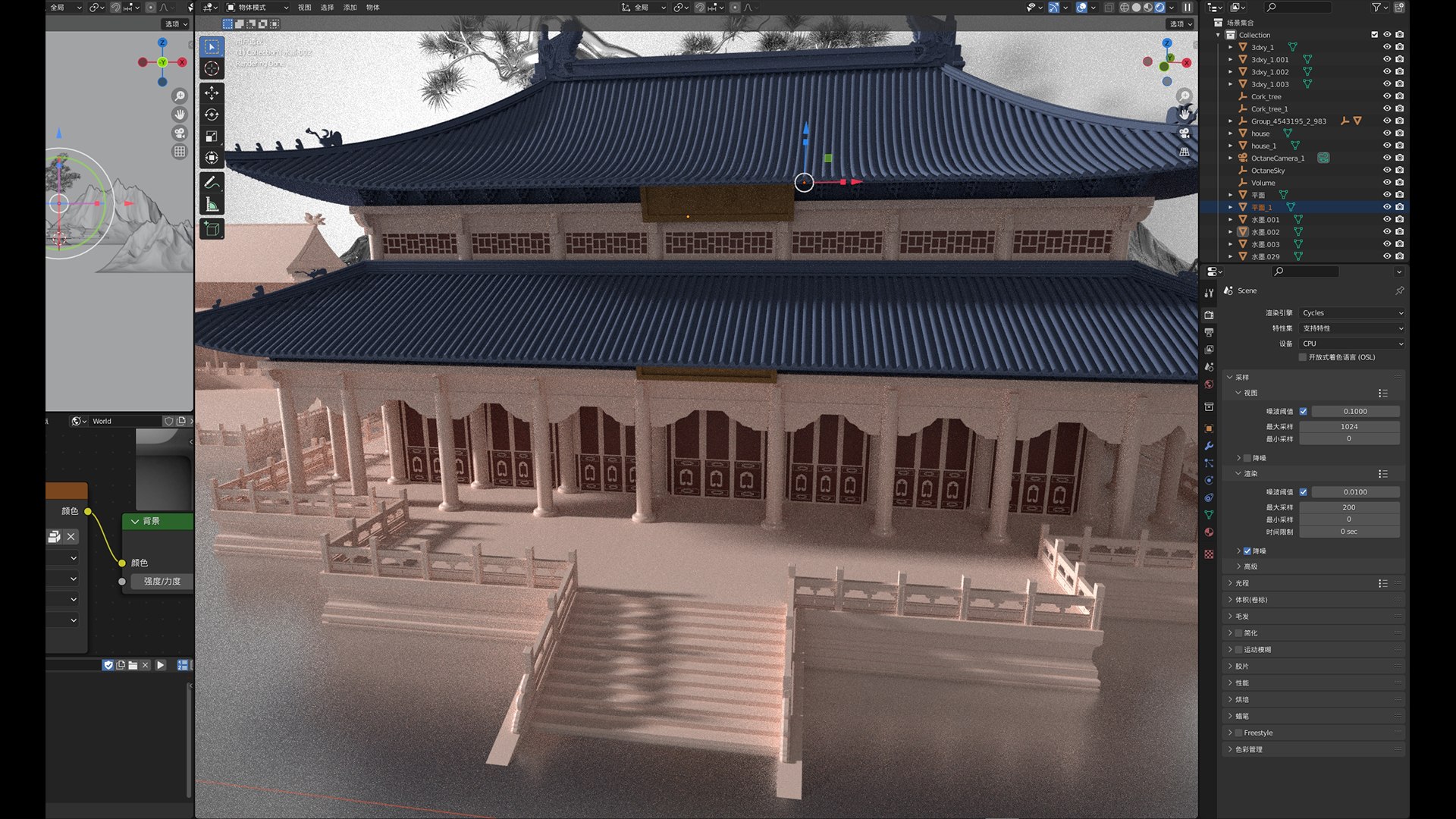 3D Chinese Traditional Style Blender Scene Architecture and High ...