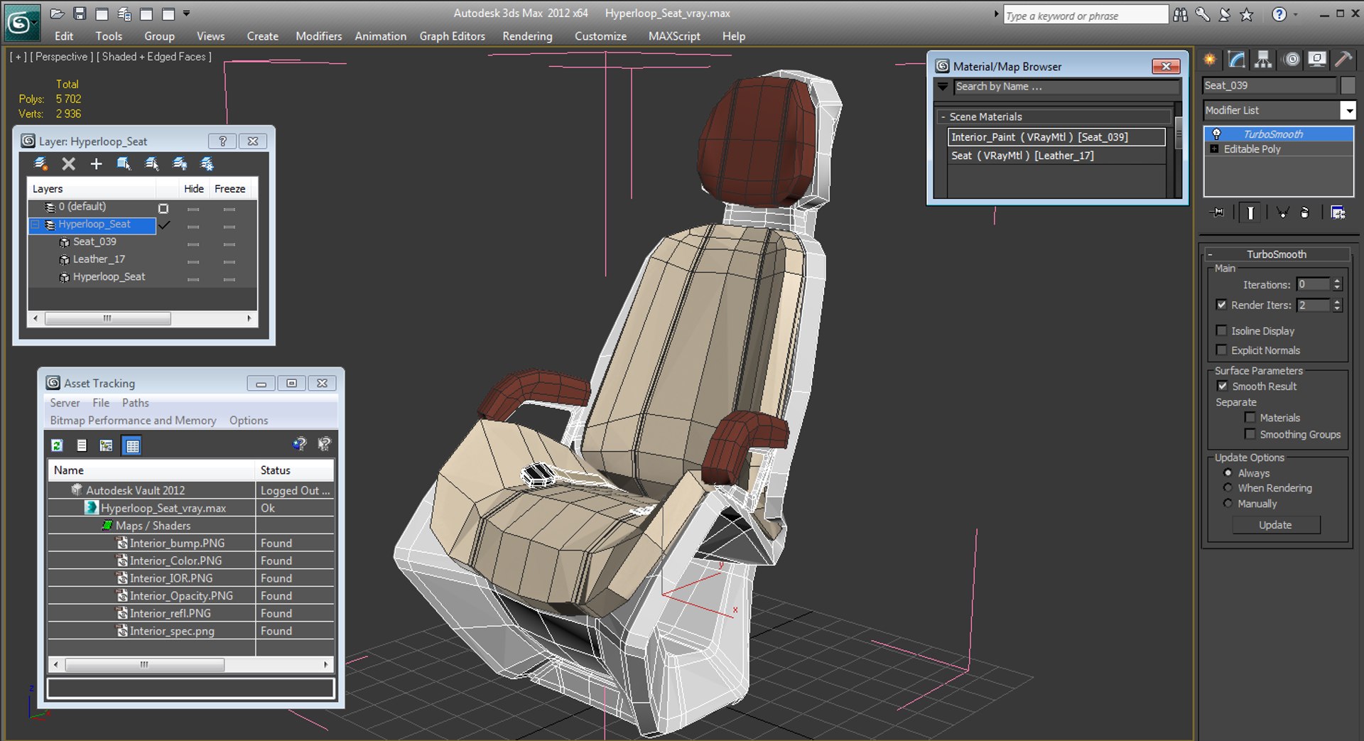 Hyperloop seat 3D model - TurboSquid 1290351