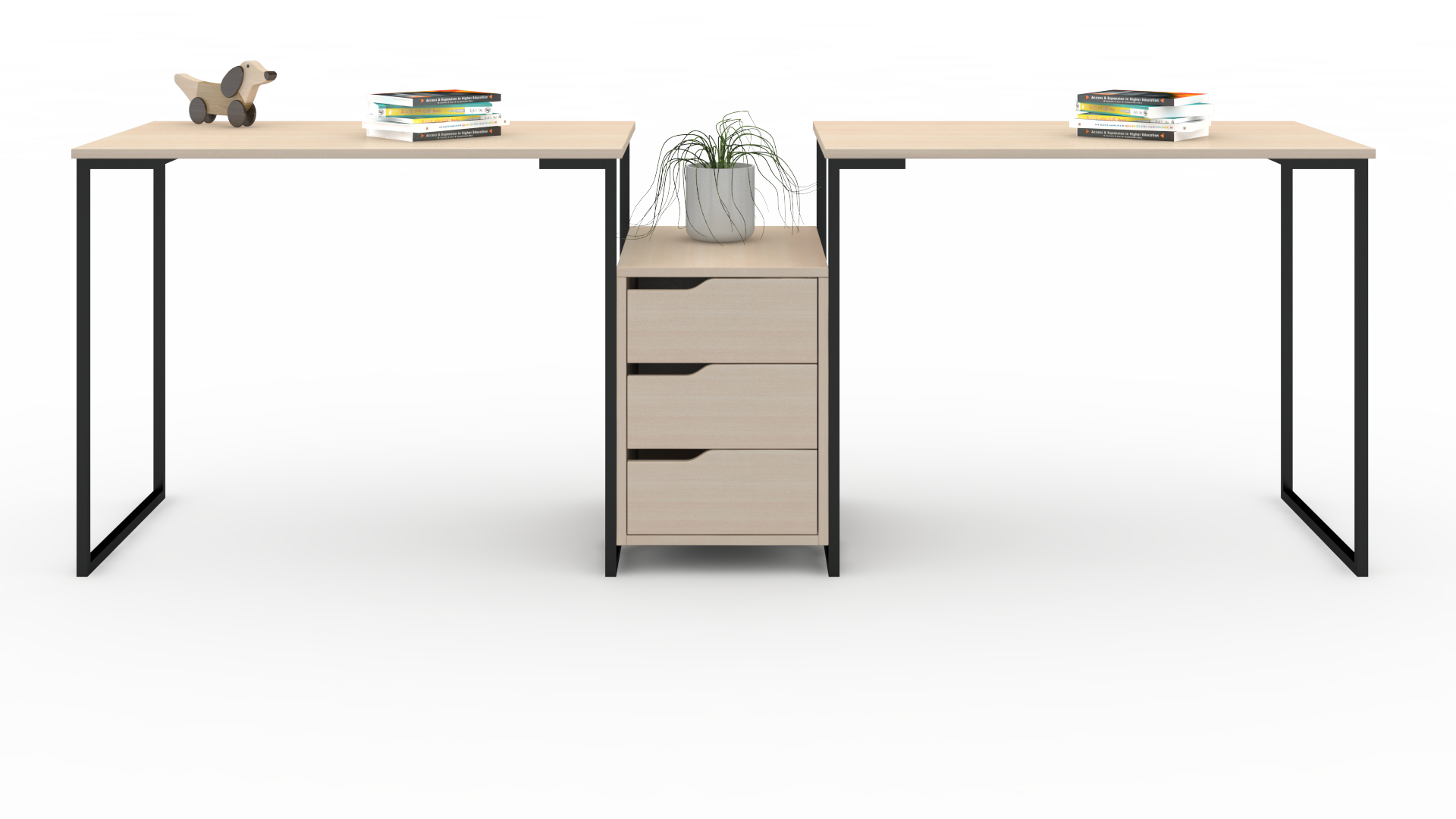 Double Study Desk model - TurboSquid 1764952
