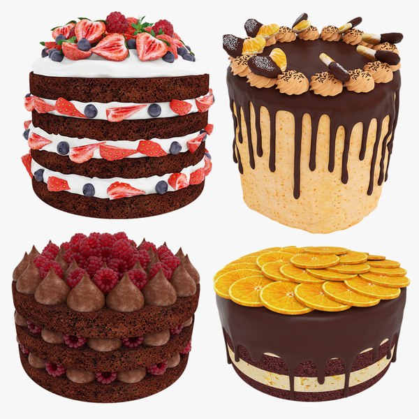 Chocolate fruit berry cake collection 3D 모델 - TurboSquid 1972478