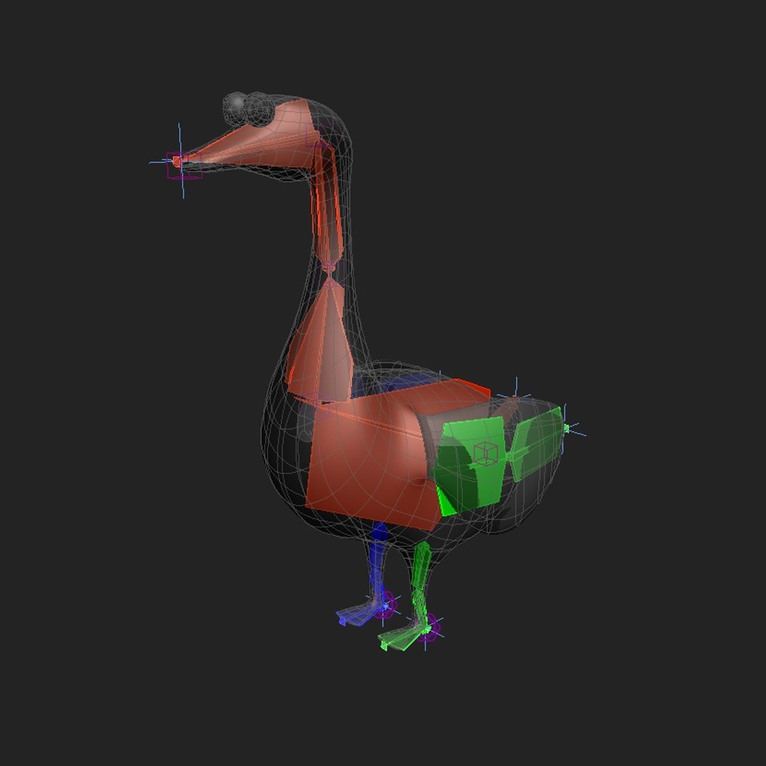 Cartoon Goose Rig 3d Obj